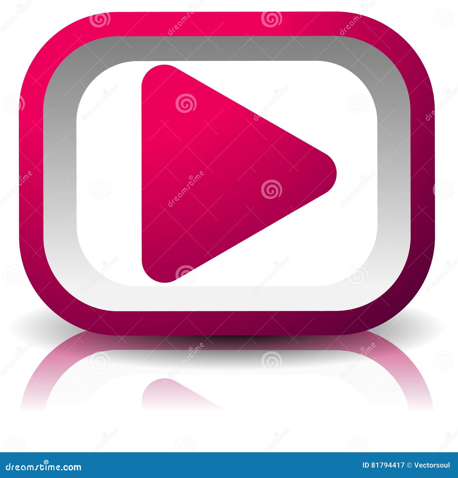 3d Rectangular Play Button with Shadow and Reflection Isolated O Stock ...