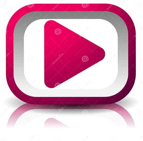 3d Rectangular Play Button with Shadow and Reflection Isolated O Stock ...