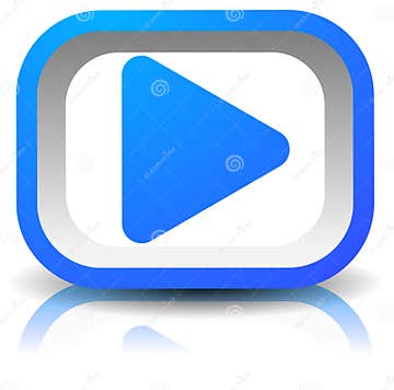 3d Rectangular Play Button with Shadow and Reflection Isolated O Stock ...