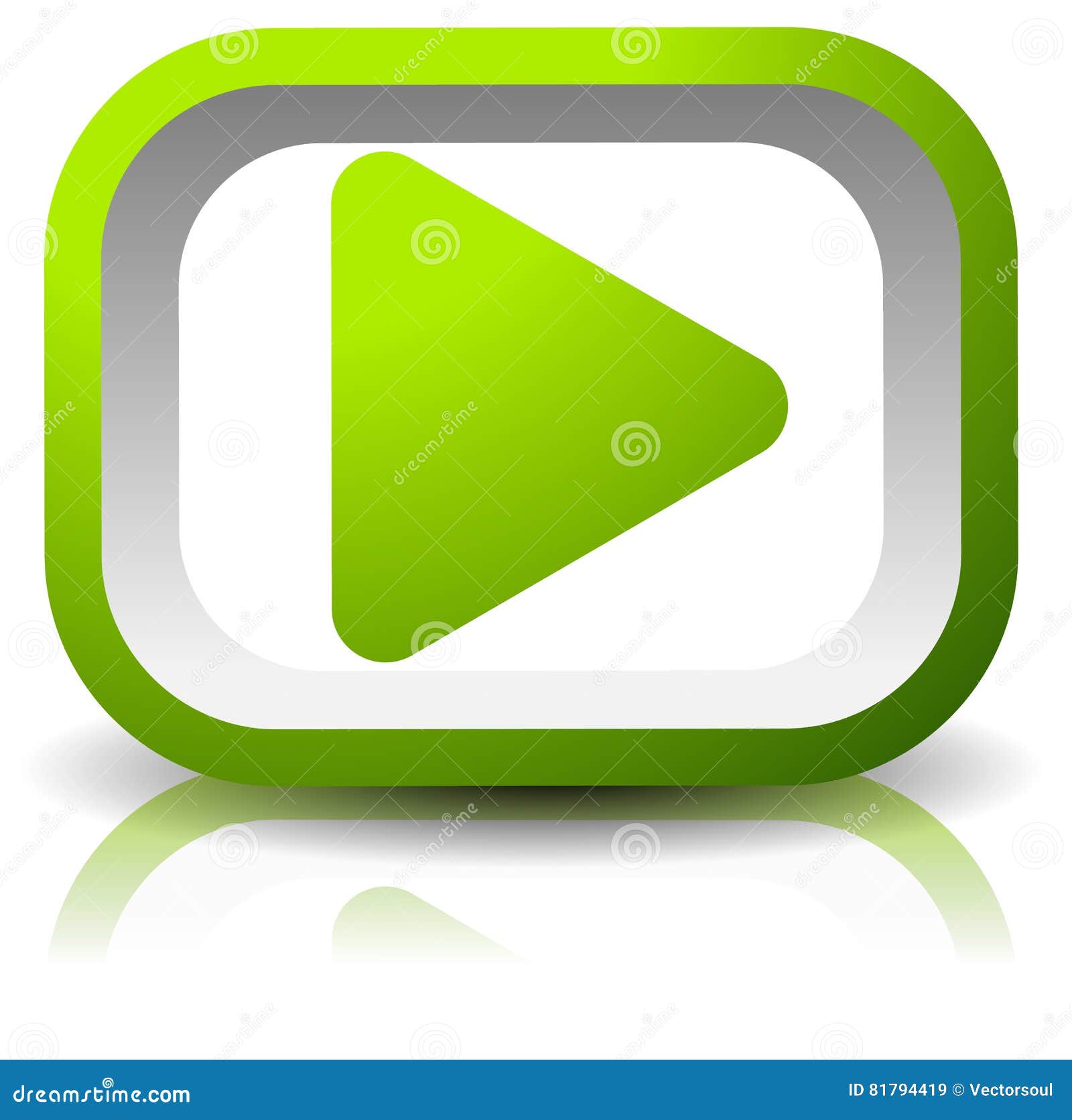 3d Rectangular Play Button with Shadow and Reflection Isolated O Stock ...