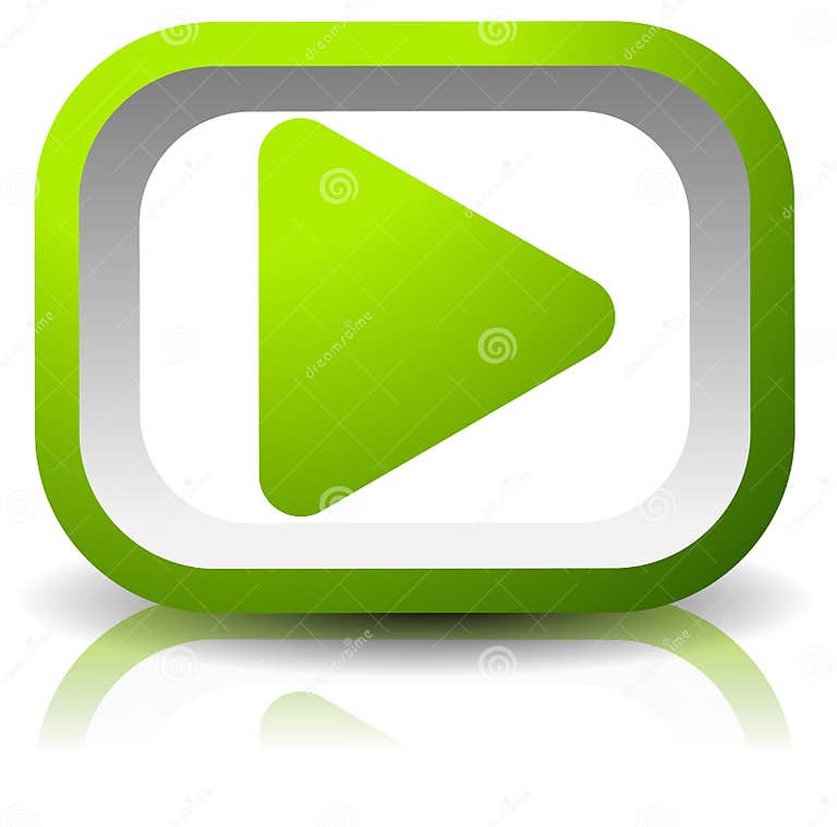 3d Rectangular Play Button with Shadow and Reflection Isolated O Stock ...