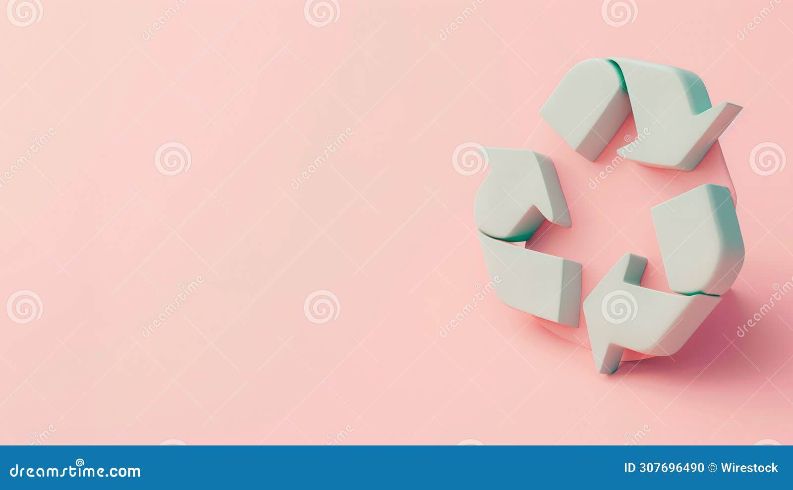 3D Recycle Symbol on Pink Pastel Background with Copy Space Stock ...