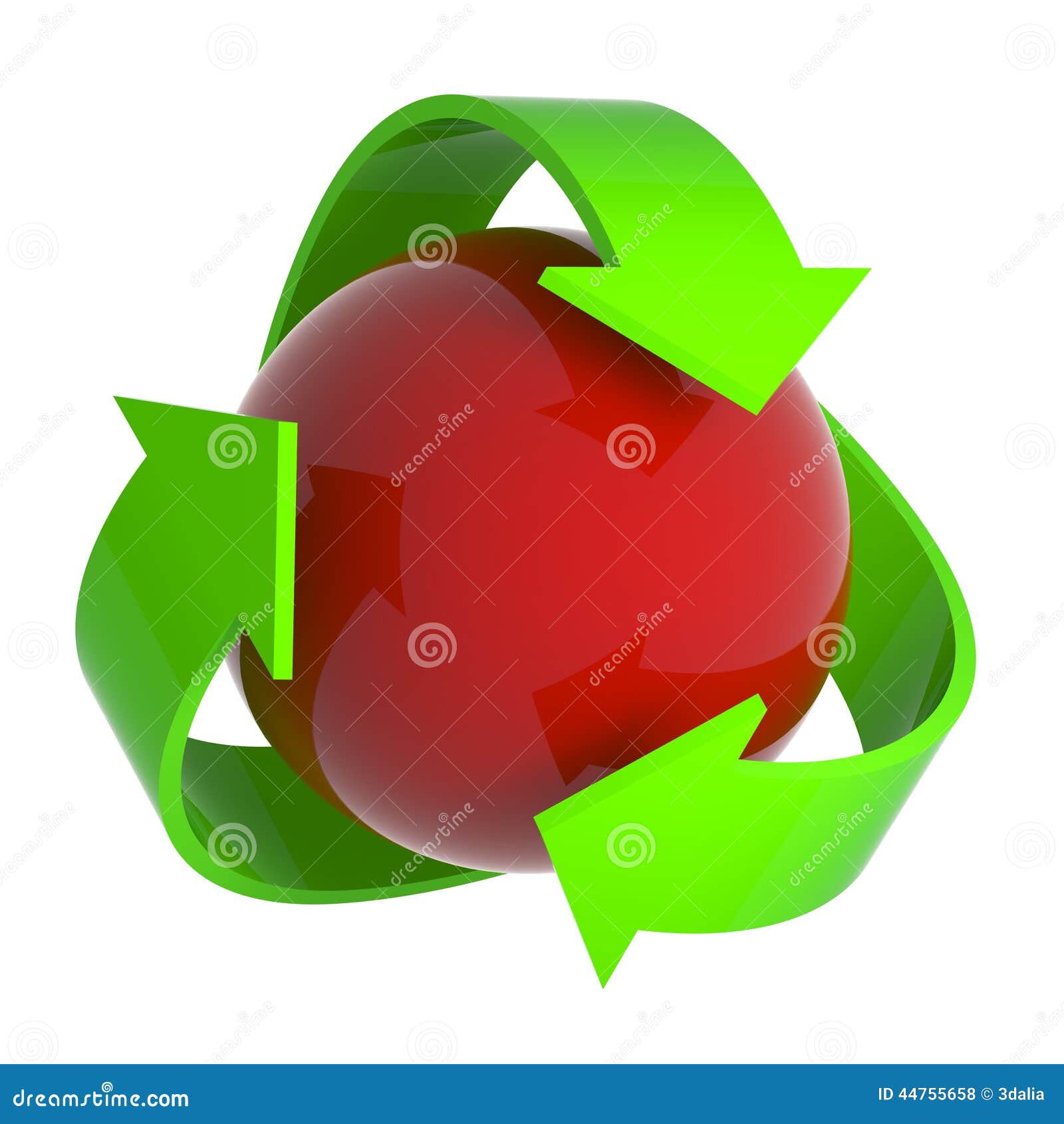 3d Recycle Symbol Surrounds Red Sphere Stock Illustration ...