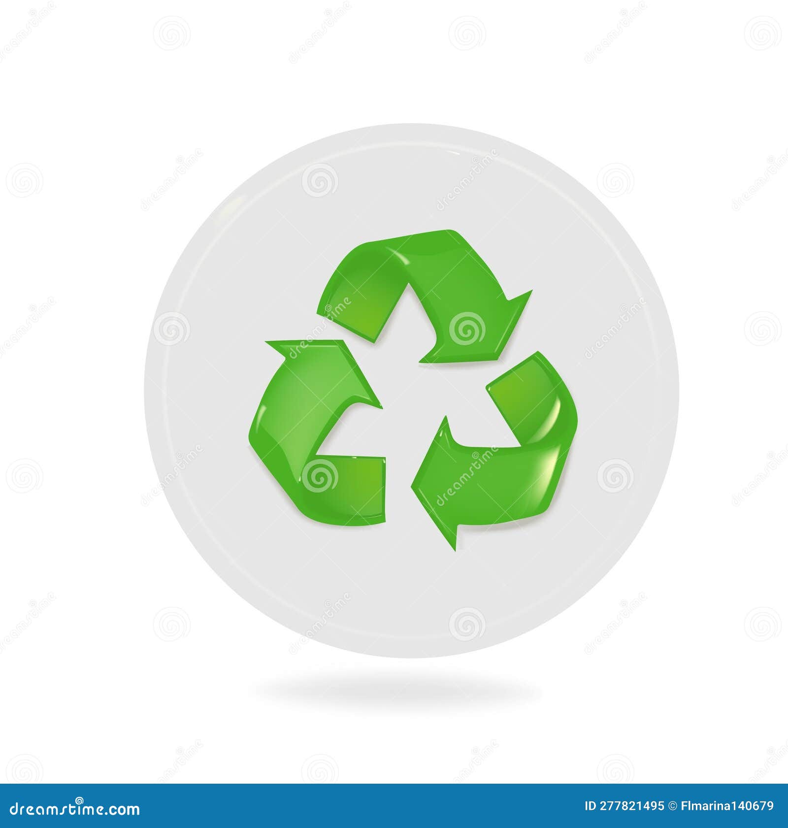 3d Recycling Green Sign on Grey Circle. Eco Concept. 3d Vector in High ...