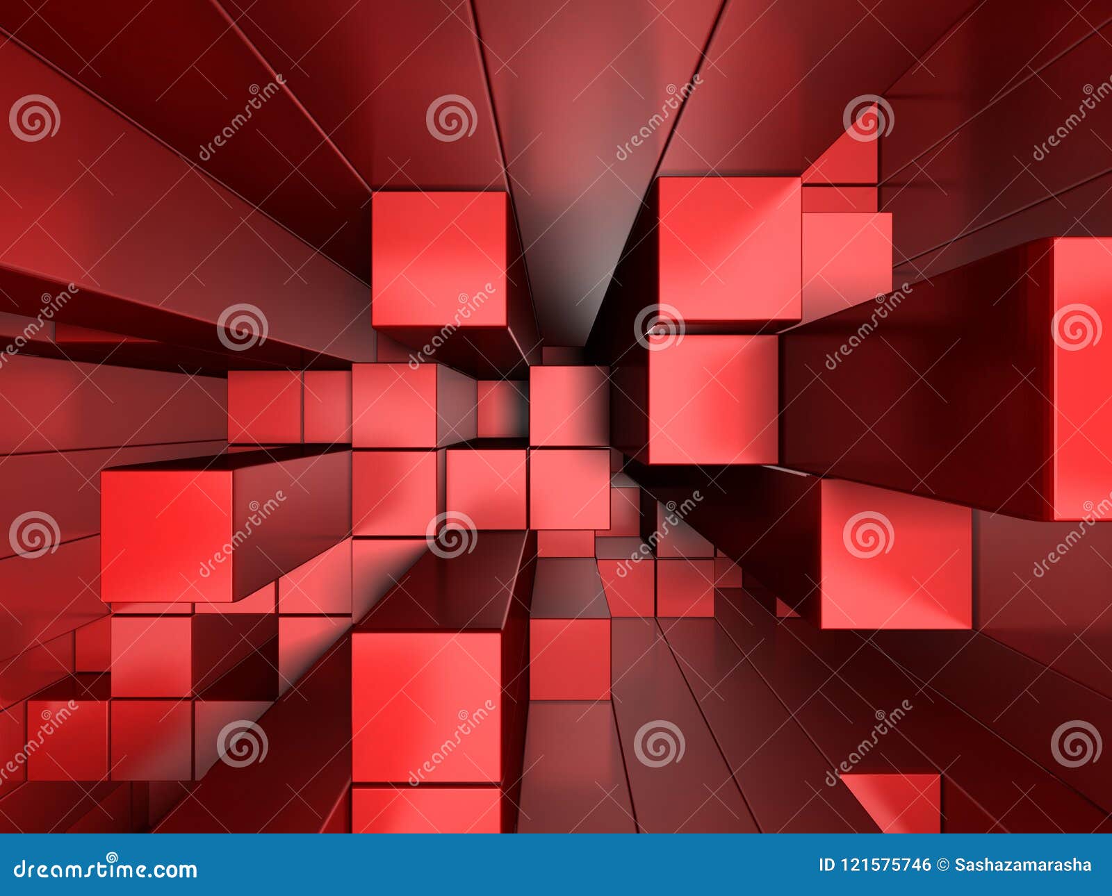 3d Red Abstract Background of Cubes Stock Illustration - Illustration ...