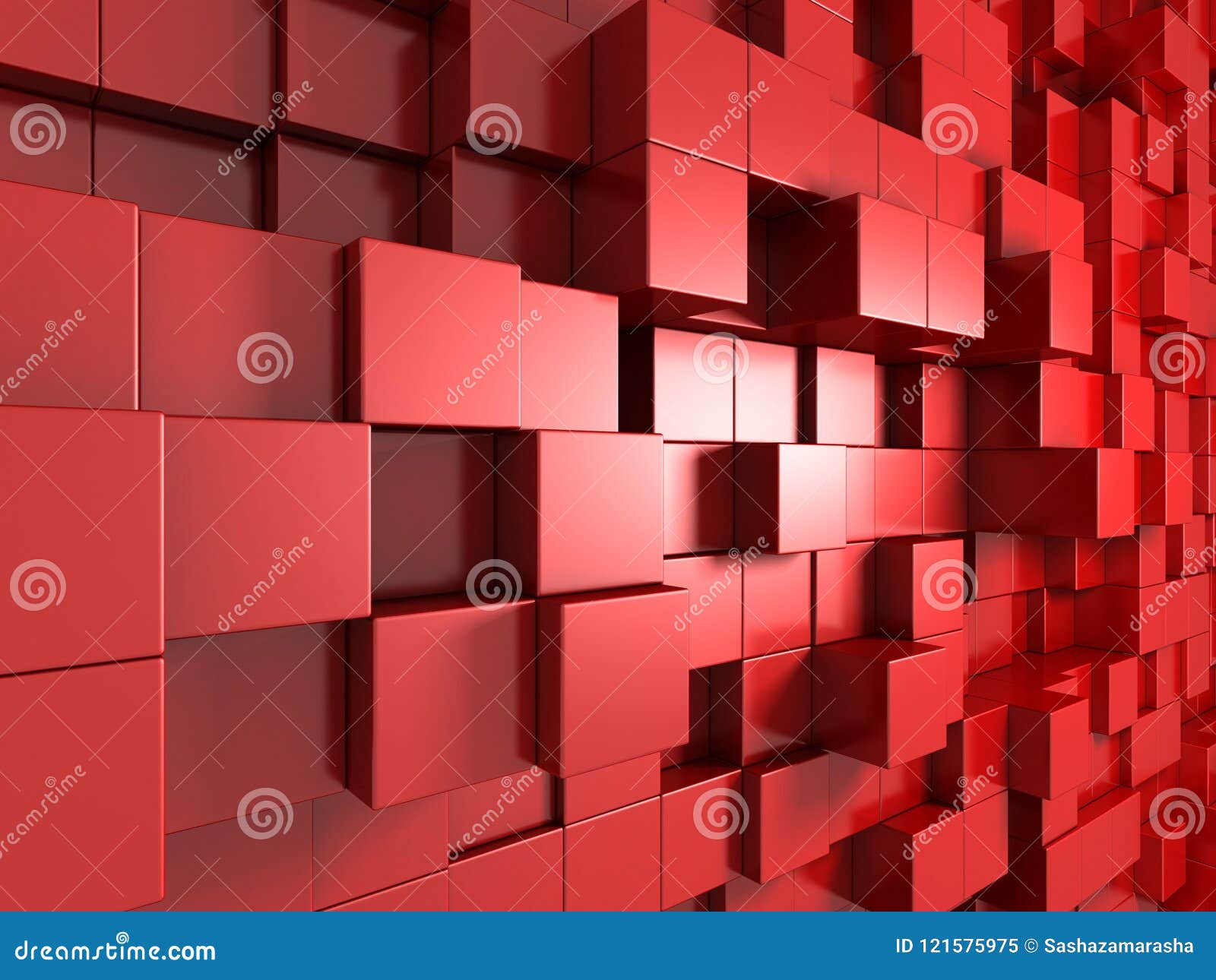 3d Red Abstract Background of Cubes Stock Illustration - Illustration ...