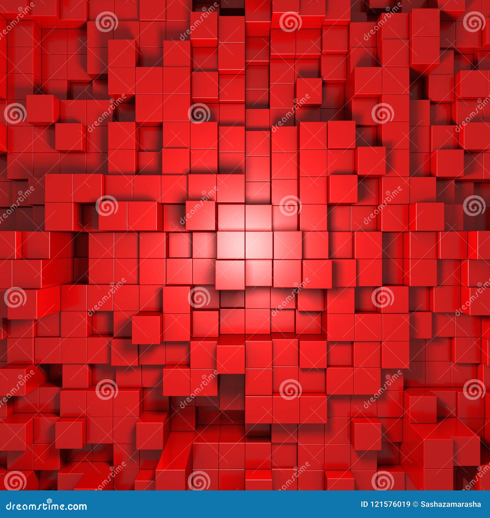 3d Red Abstract Background of Cubes Stock Illustration - Illustration ...