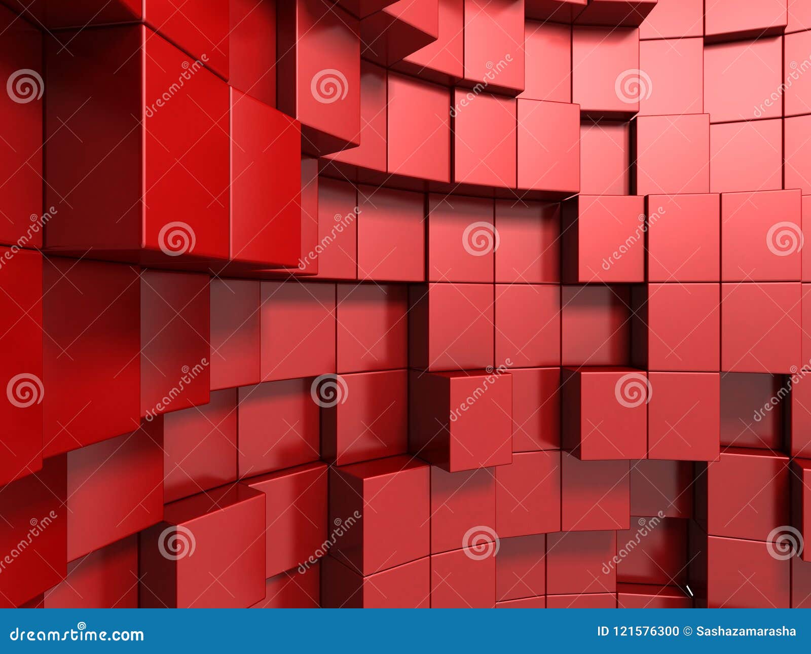 3d Red Abstract Background of Cubes Stock Illustration - Illustration ...