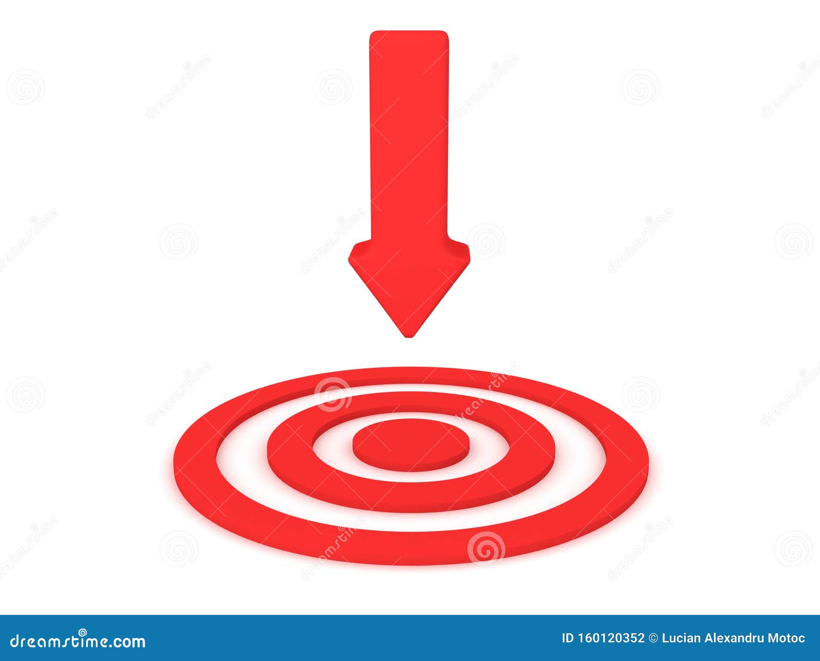 3D Red Arrow Pointing at Target Stock Illustration - Illustration of ...