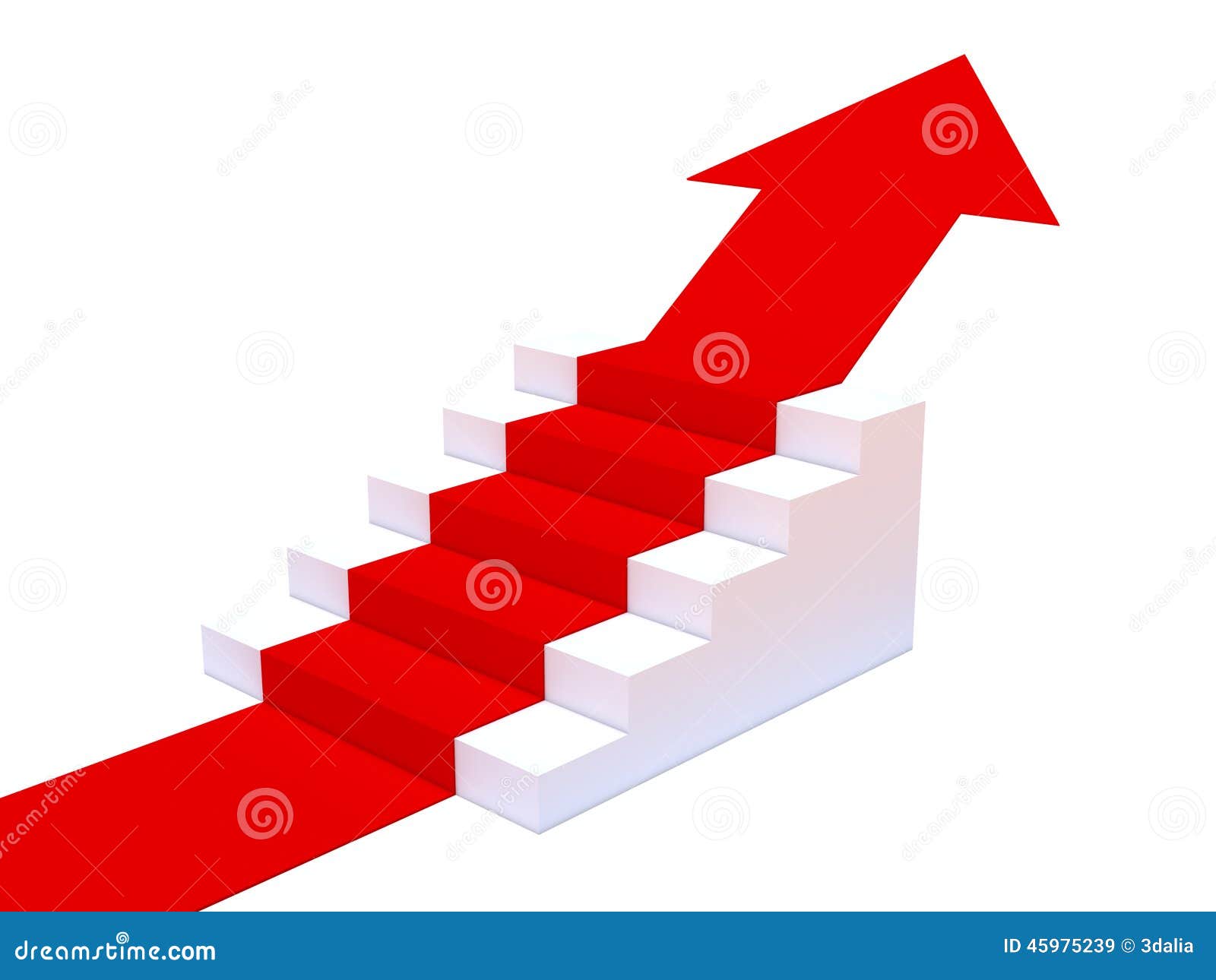 3d Red Arrow Points Up Stairs Stock Illustration - Illustration of ...