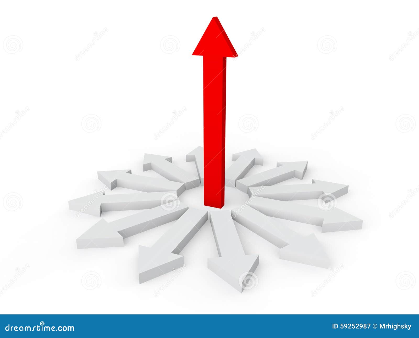 3d Red Arrow Rising Up from White Arrows Stock Illustration ...