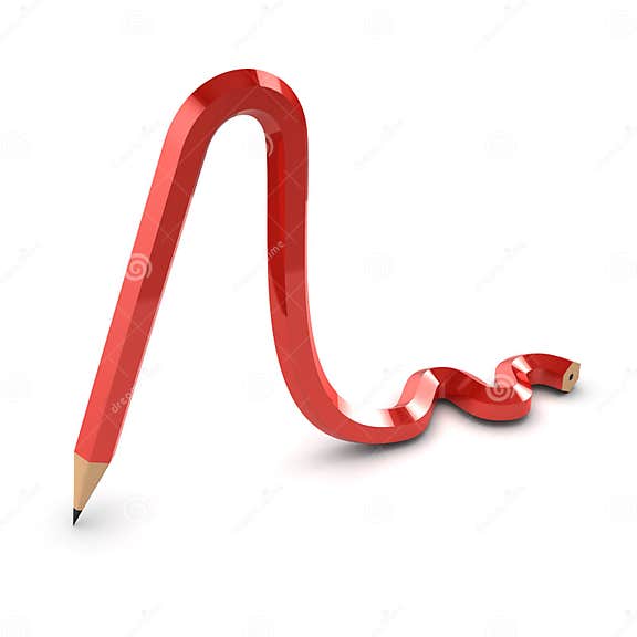 3d Red bendy pencil stock illustration. Illustration of notes - 44904358