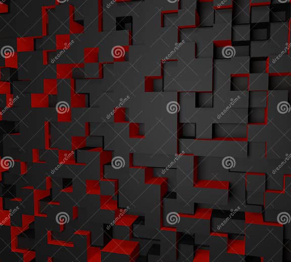 3D Red and Black Abstract Cube Wallpaper. Red and Black Abstract Stock ...