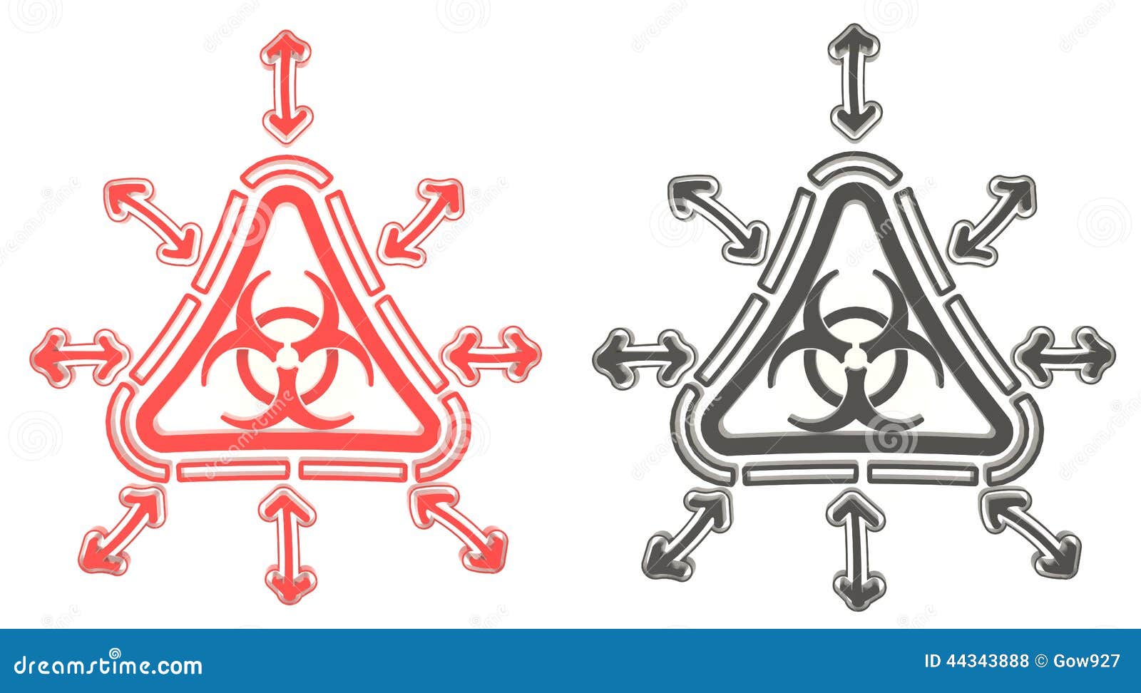3D Red and Black Triangle Biohazard Radiation Symbol in Isolated Stock ...