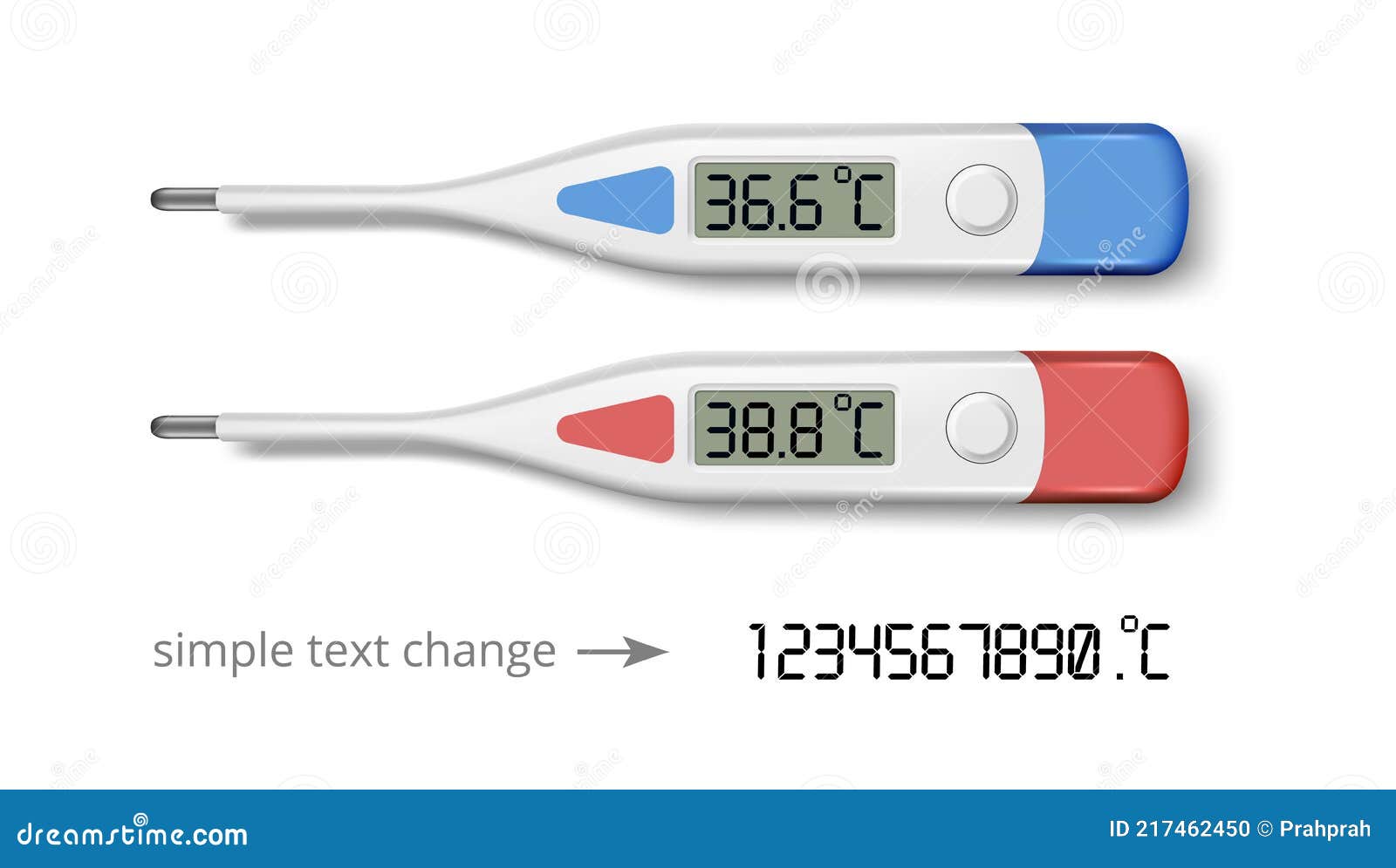 3D Red and Blue Medical Thermometer 36.6 and 38.5 Stock Vector ...
