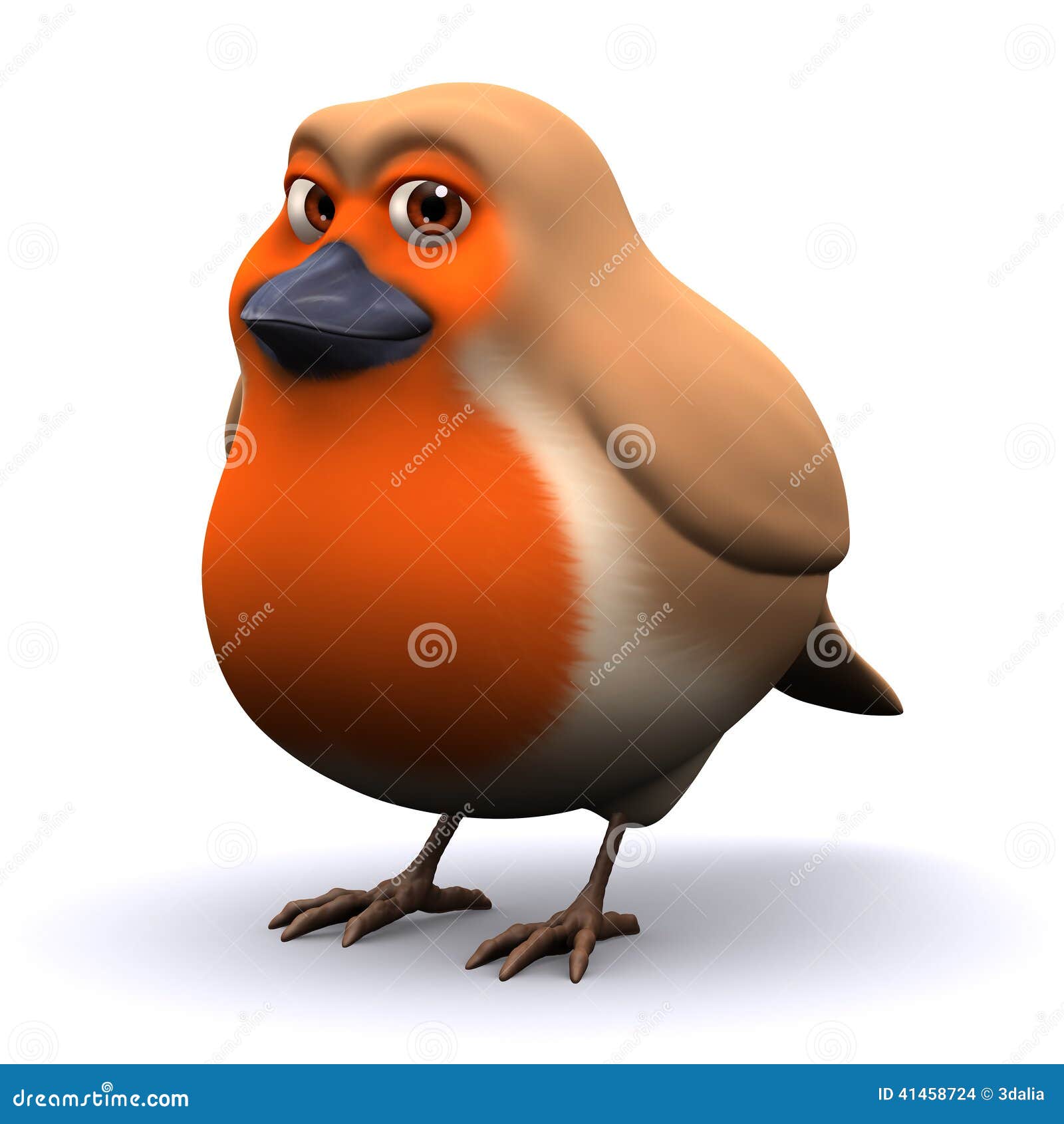 3d Red breasted robin stock illustration. Illustration of chick - 41458724