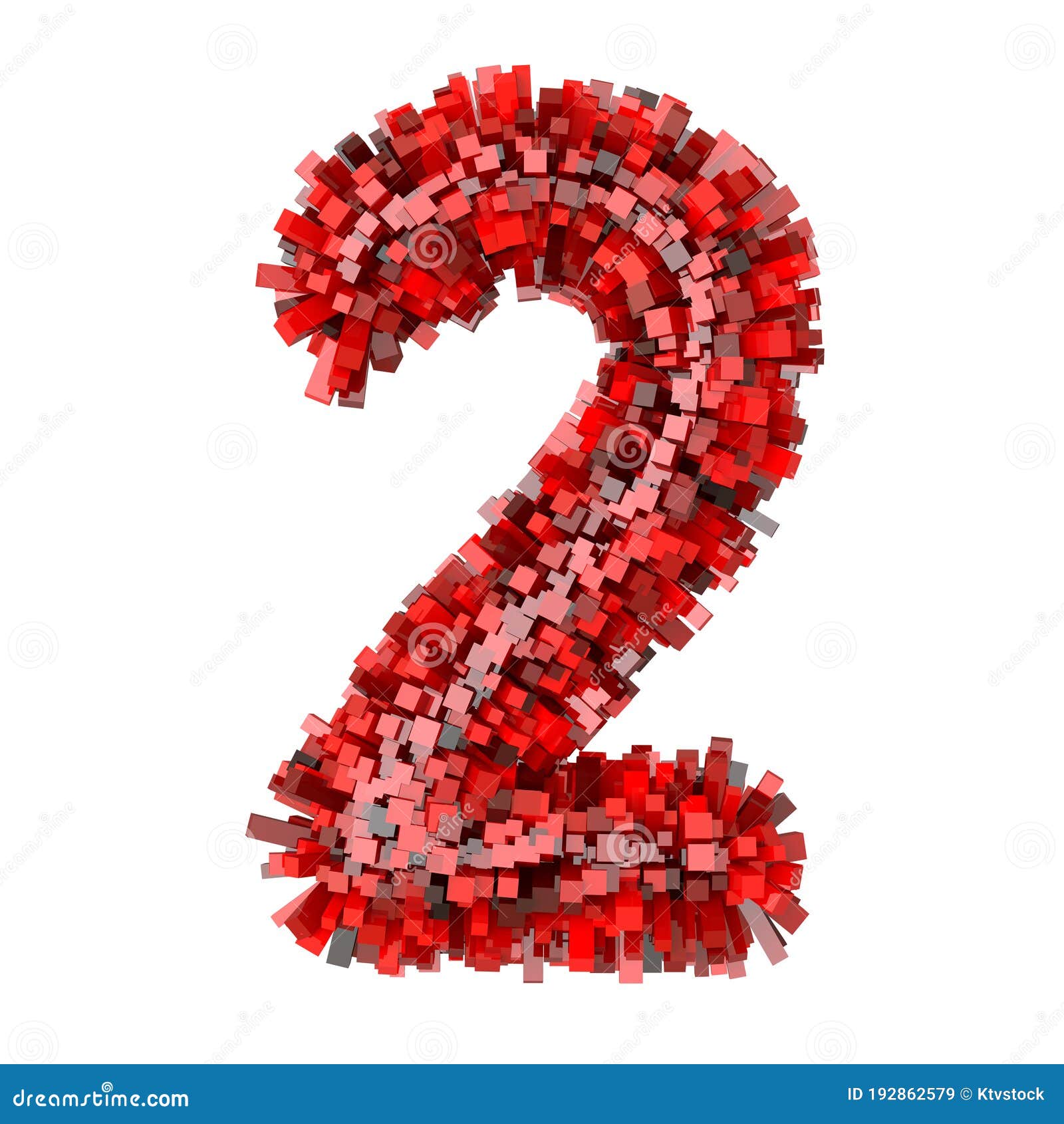 3d Red Bricks Creative Cartoon Decorative Number 2 Stock Illustration ...