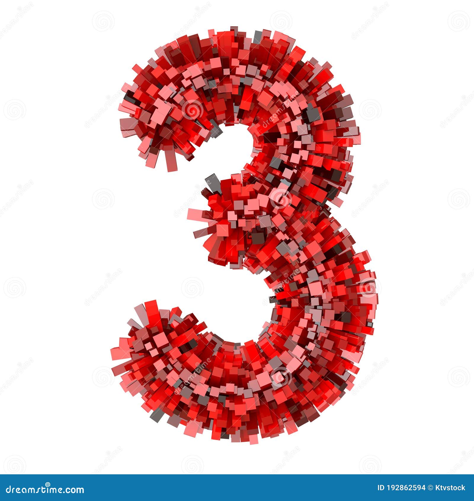3d Red Bricks Creative Cartoon Decorative Number 3 Stock Illustration ...