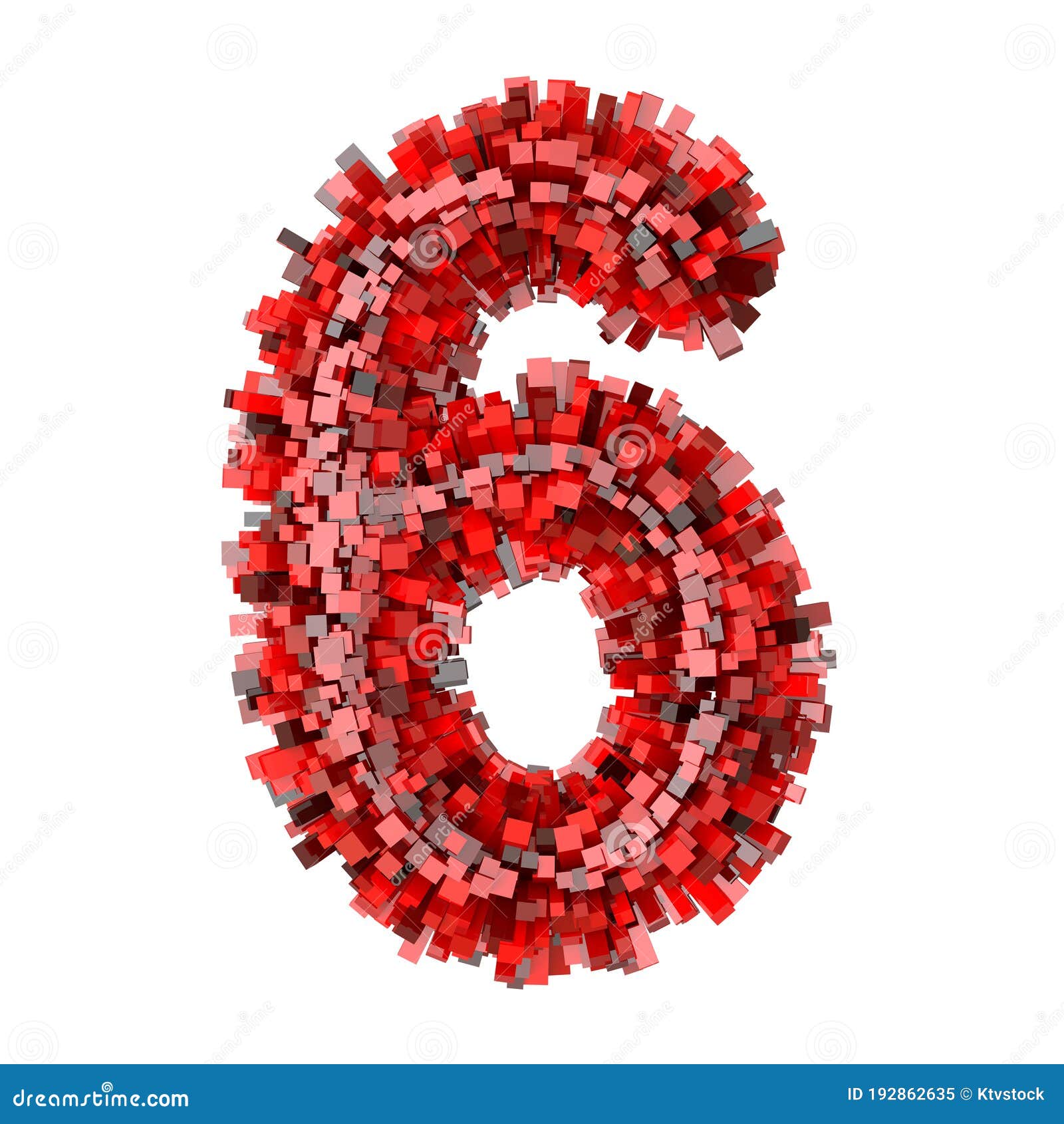 3d Red Bricks Creative Cartoon Decorative Number 6 Stock Illustration ...