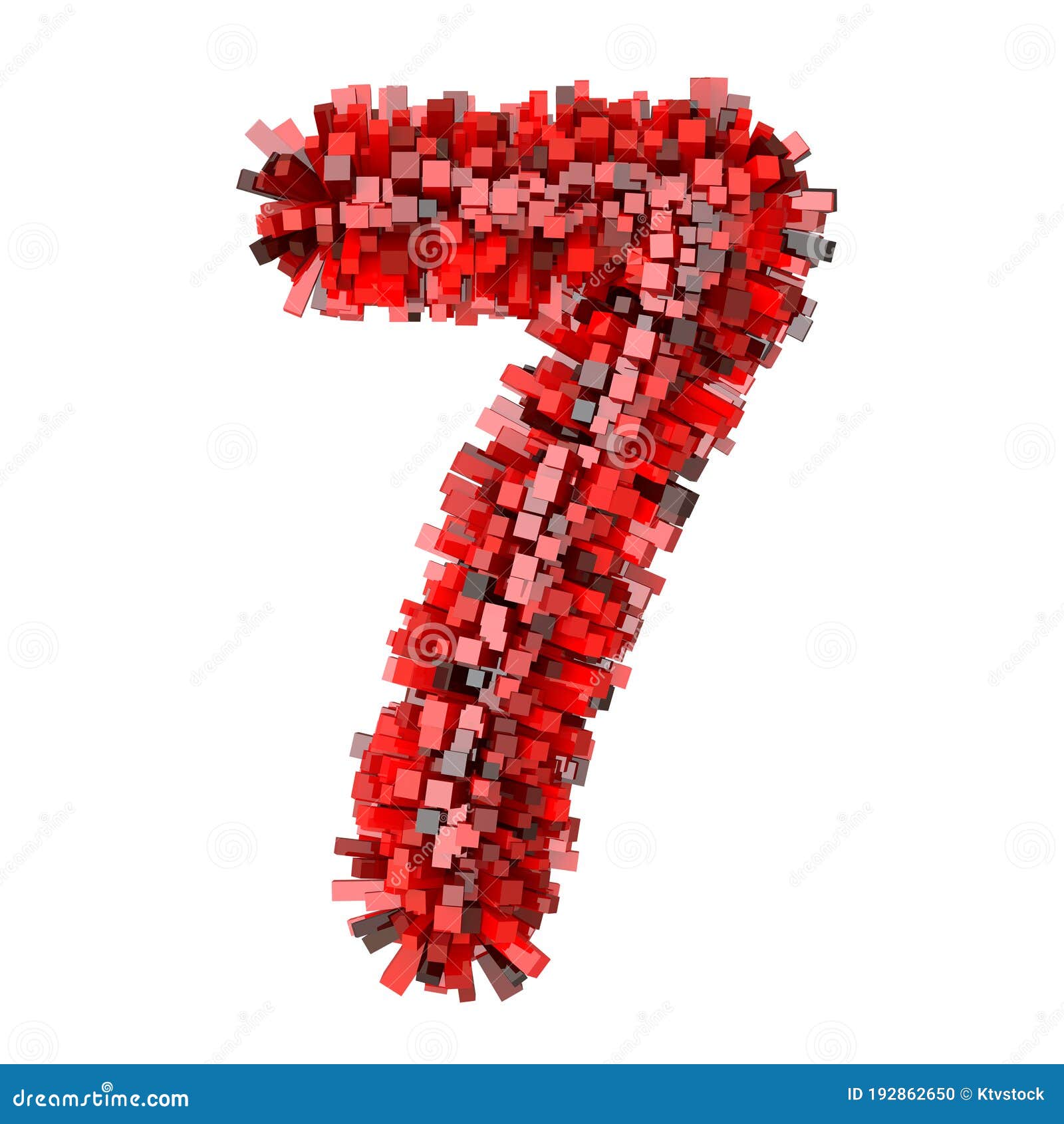 3d Red Bricks Creative Cartoon Decorative Number 7 Stock Illustration ...