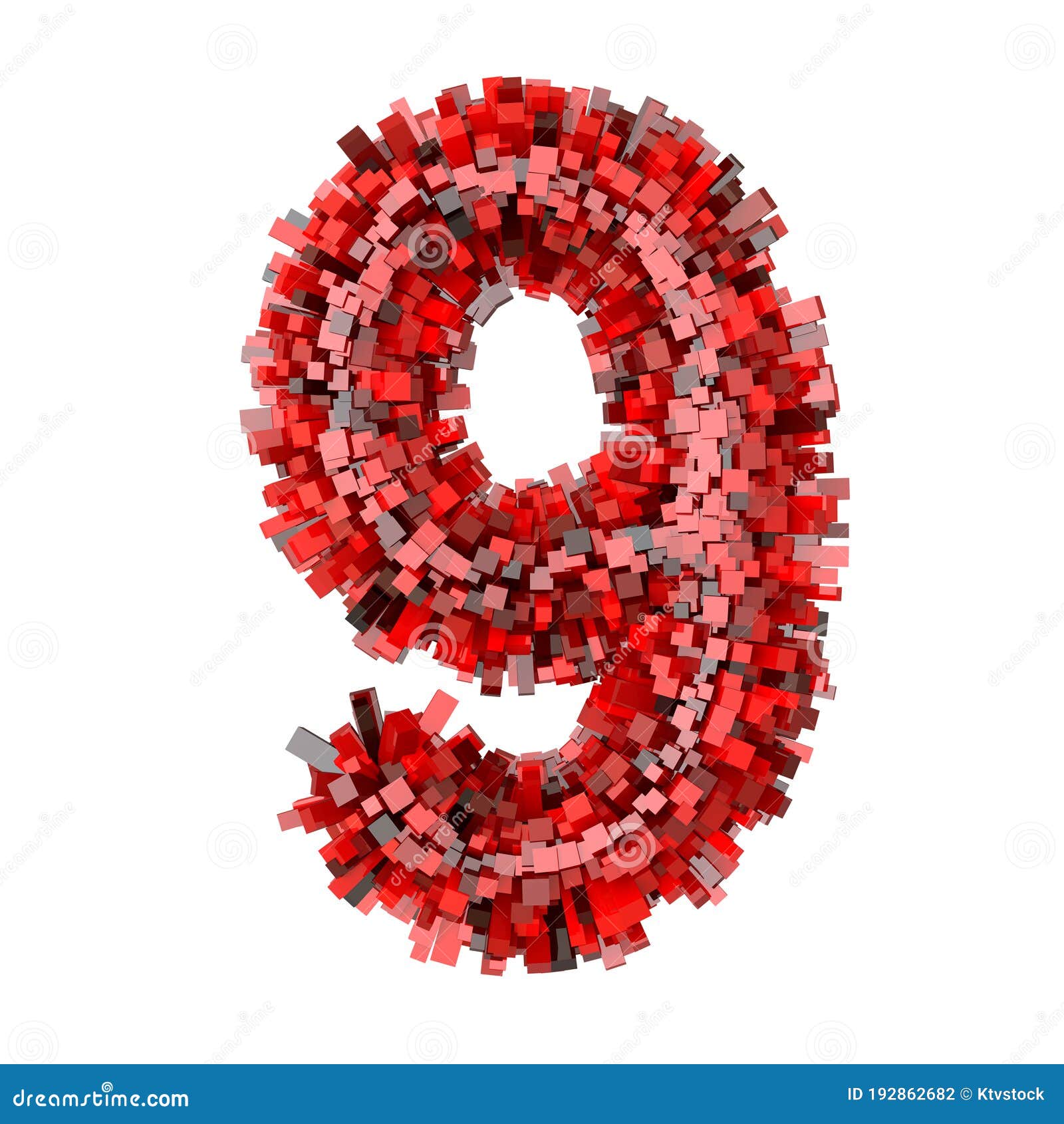 3d Red Bricks Creative Cartoon Decorative Number 9 Stock Illustration ...