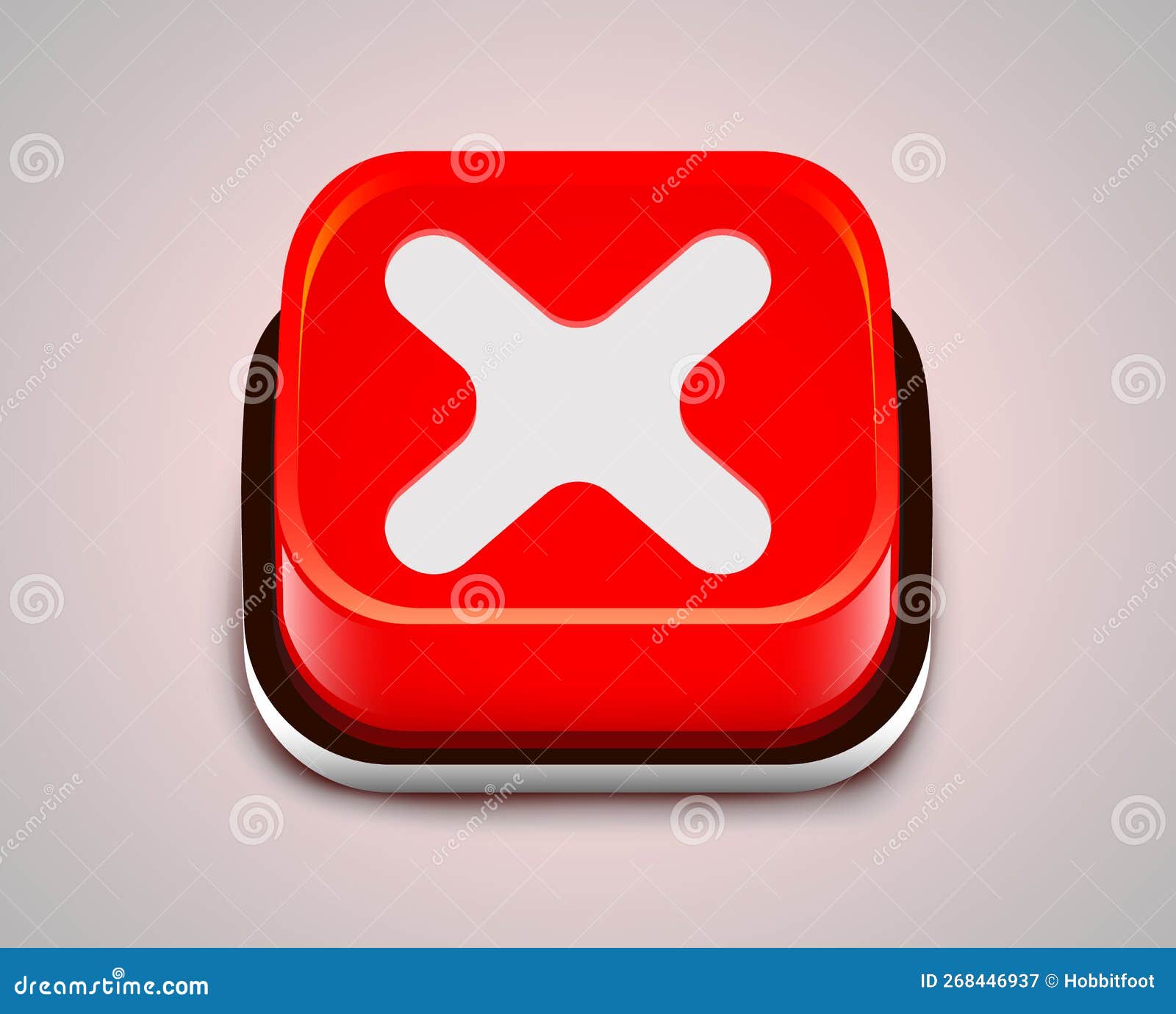 3d red button with cross. stock vector. Illustration of verify - 268446937