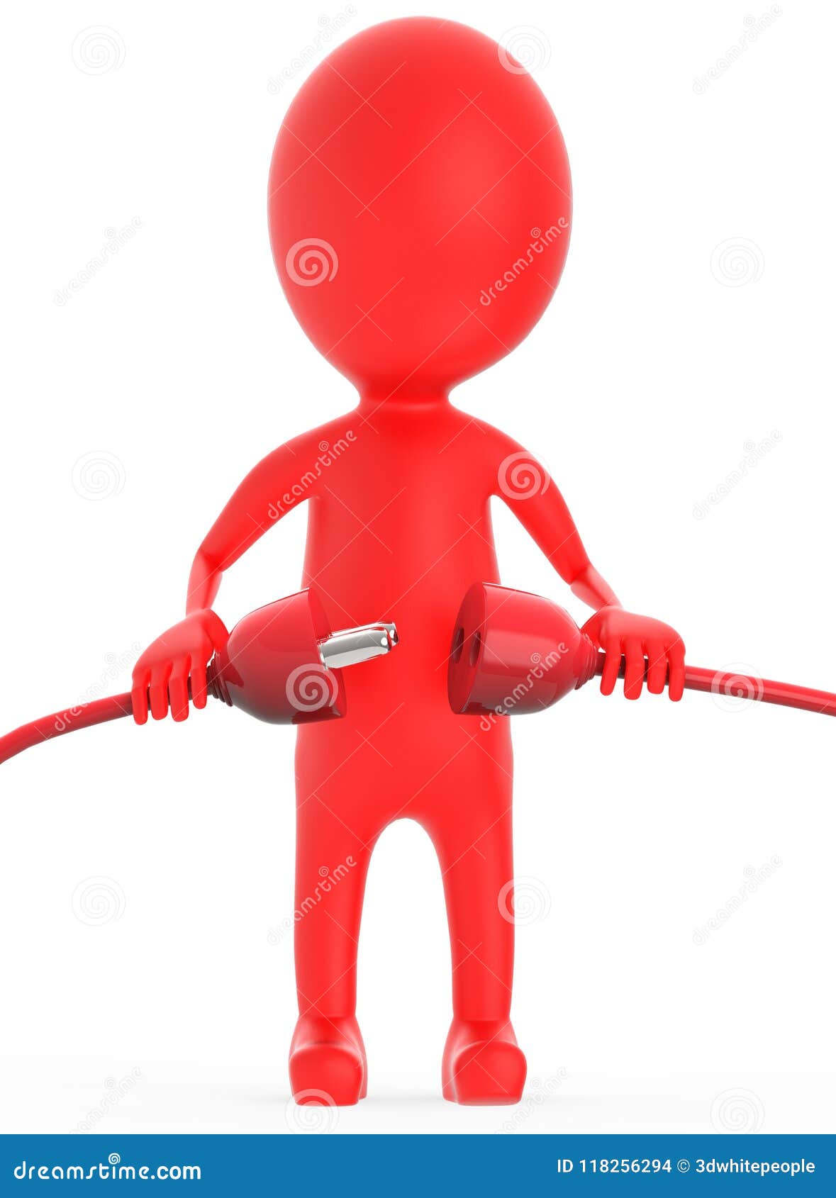 3d Red Character Plug in or Take Out Male and Female Connector Stock ...