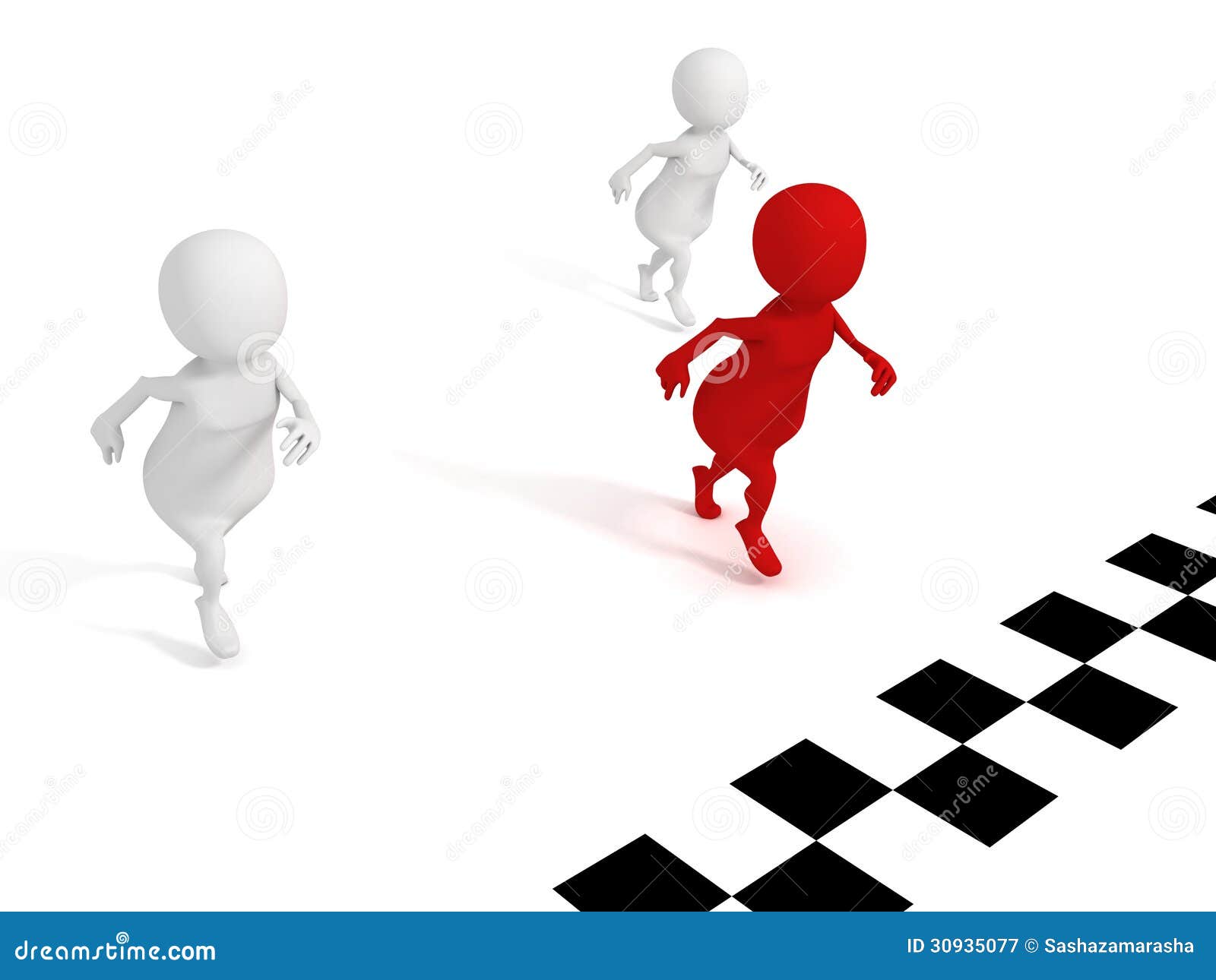 3d Red Character Successly Finish Human Race Stock Illustration ...