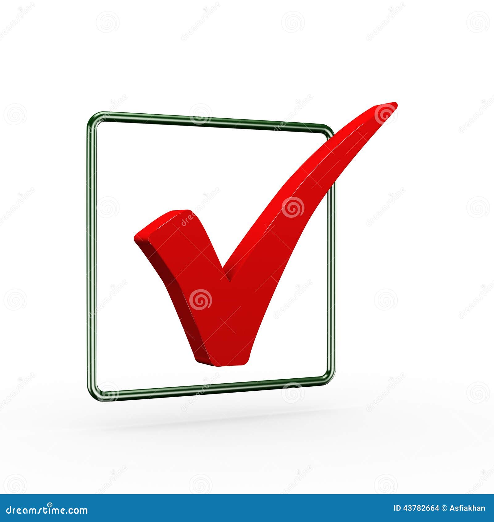 3d red check mark stock illustration. Illustration of survey - 43782664