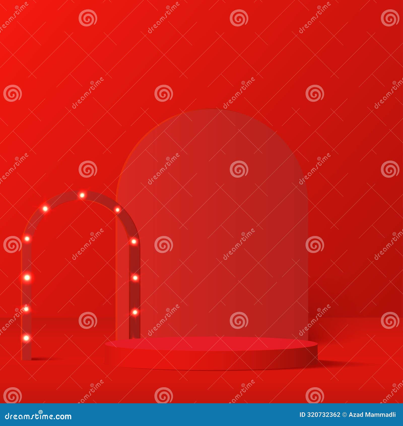 3d Red Color Podium with Lighting and Minimal Red Wall Scene Vector ...