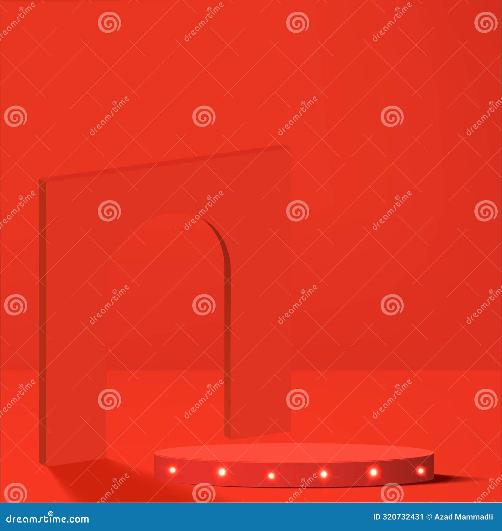 3d Red Color Podium with Lighting and Minimal Red Wall Scene Vector ...