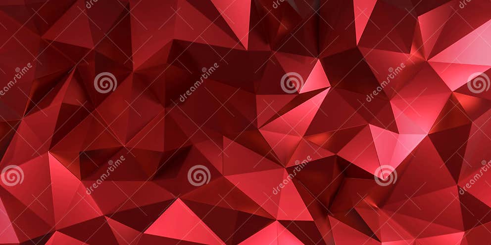 3d Red Crystal Pattern Geometric. Polygon Abstract Triangle Background ...