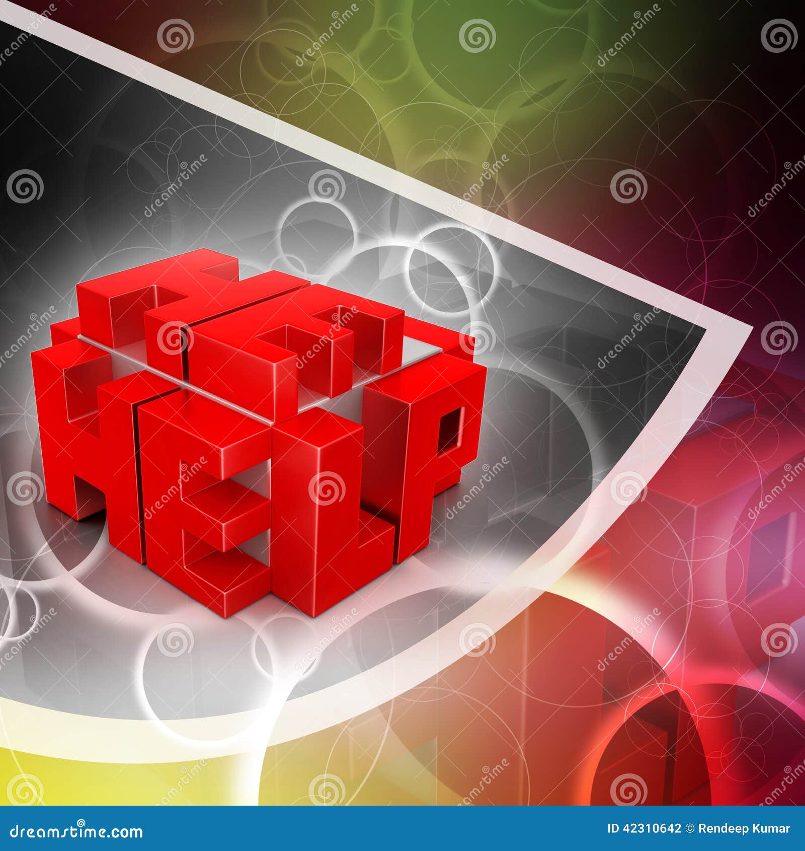 3d Red Cubes with Logo HELP Stock Illustration - Illustration of ...