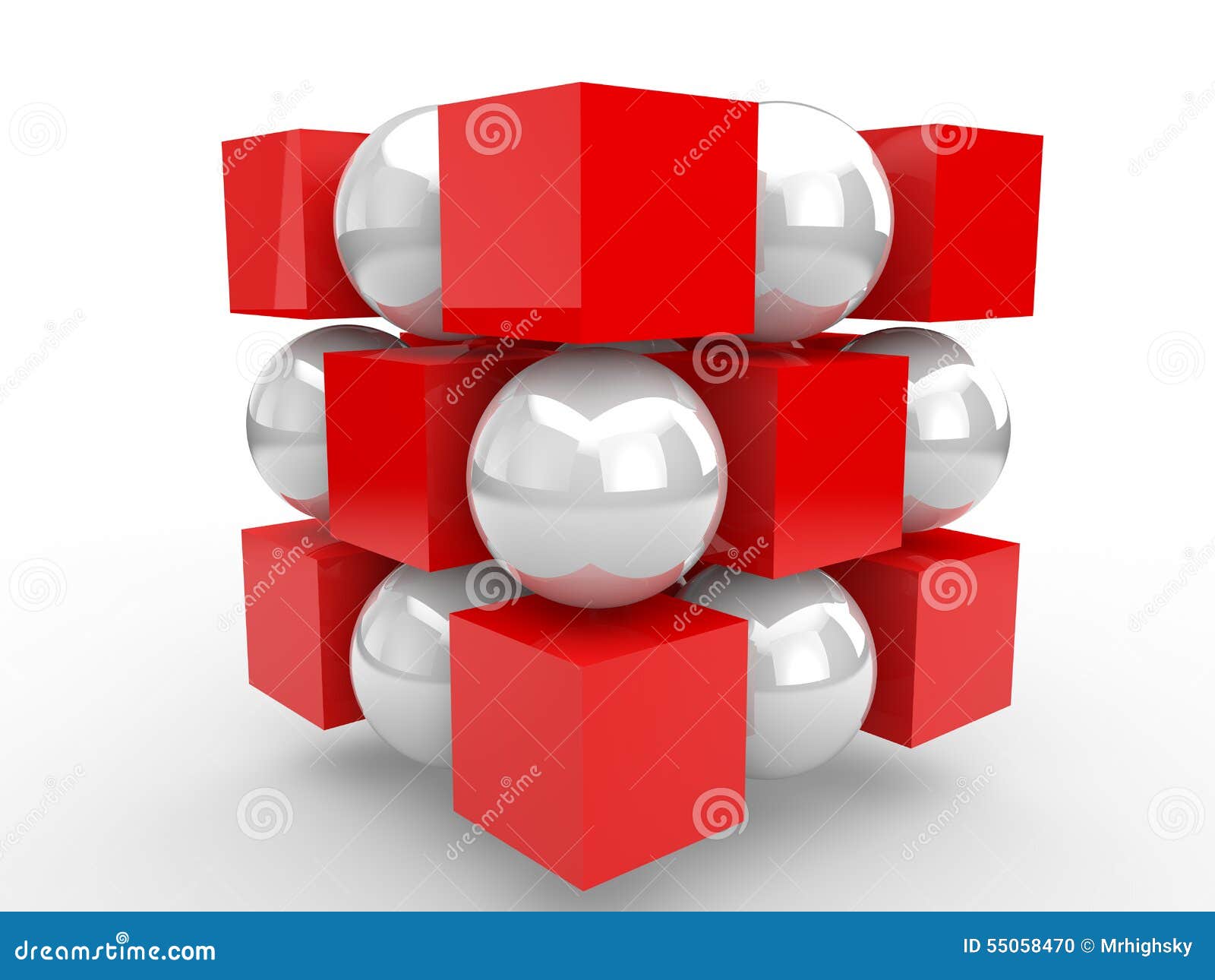 3d Red Cubes and White Spheres Organized Stock Illustration ...