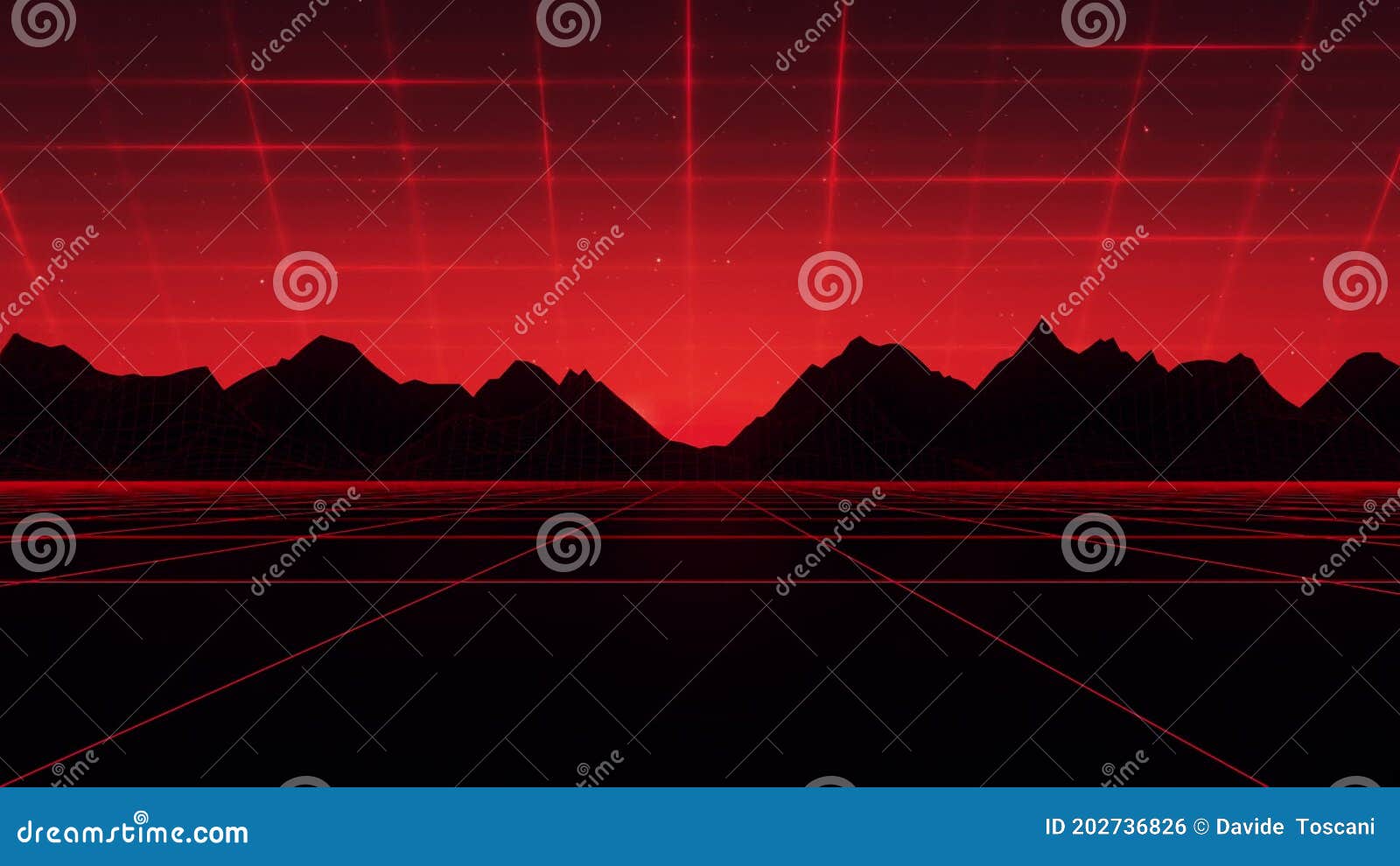 3D Red Cyberspace Wireframe Landscape Loop SynthWave Background Stock ...