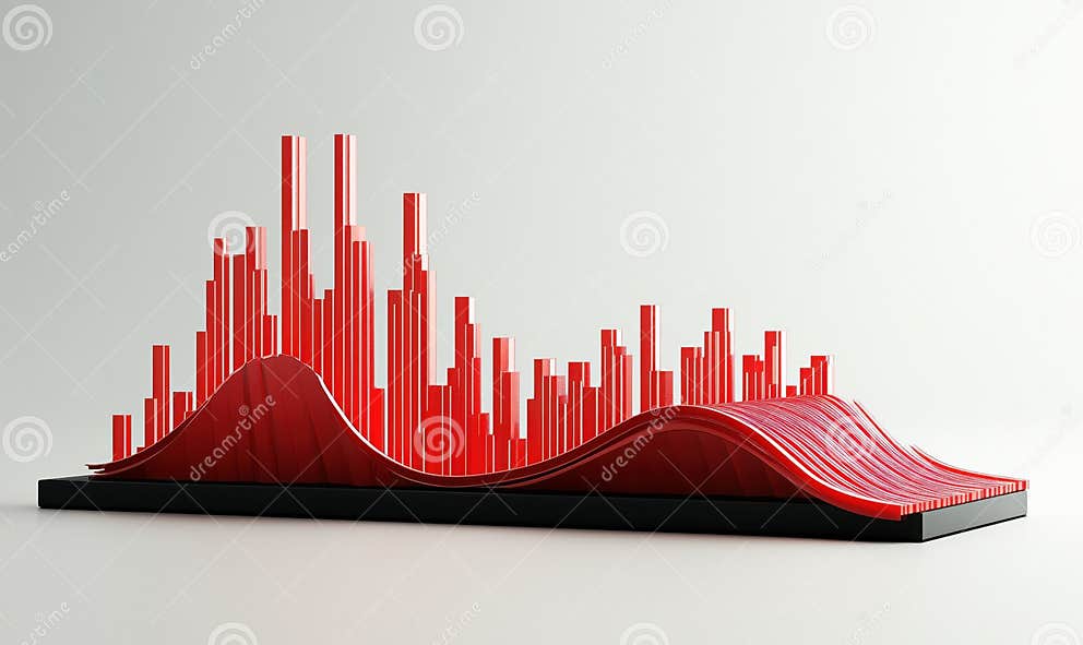 3D Red Data Visualization Model Representing Statistical Distribution and Trends in Data ...