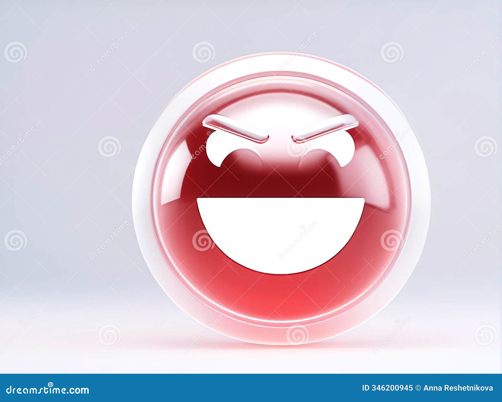 3D Red Evil Smiley Face Icon on White Background. Generative AI. Stock ...