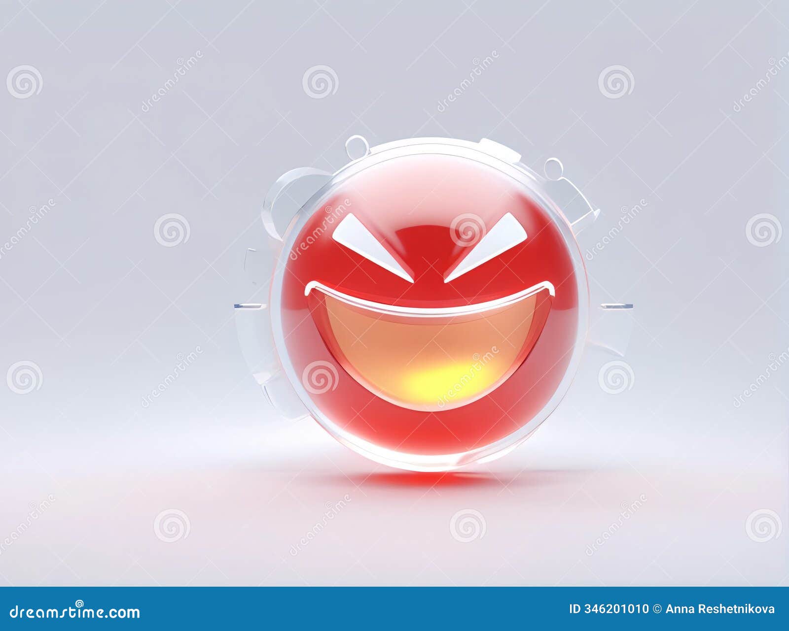 3D Red Evil Smiley Face Icon on White Background. Generative AI. Stock ...