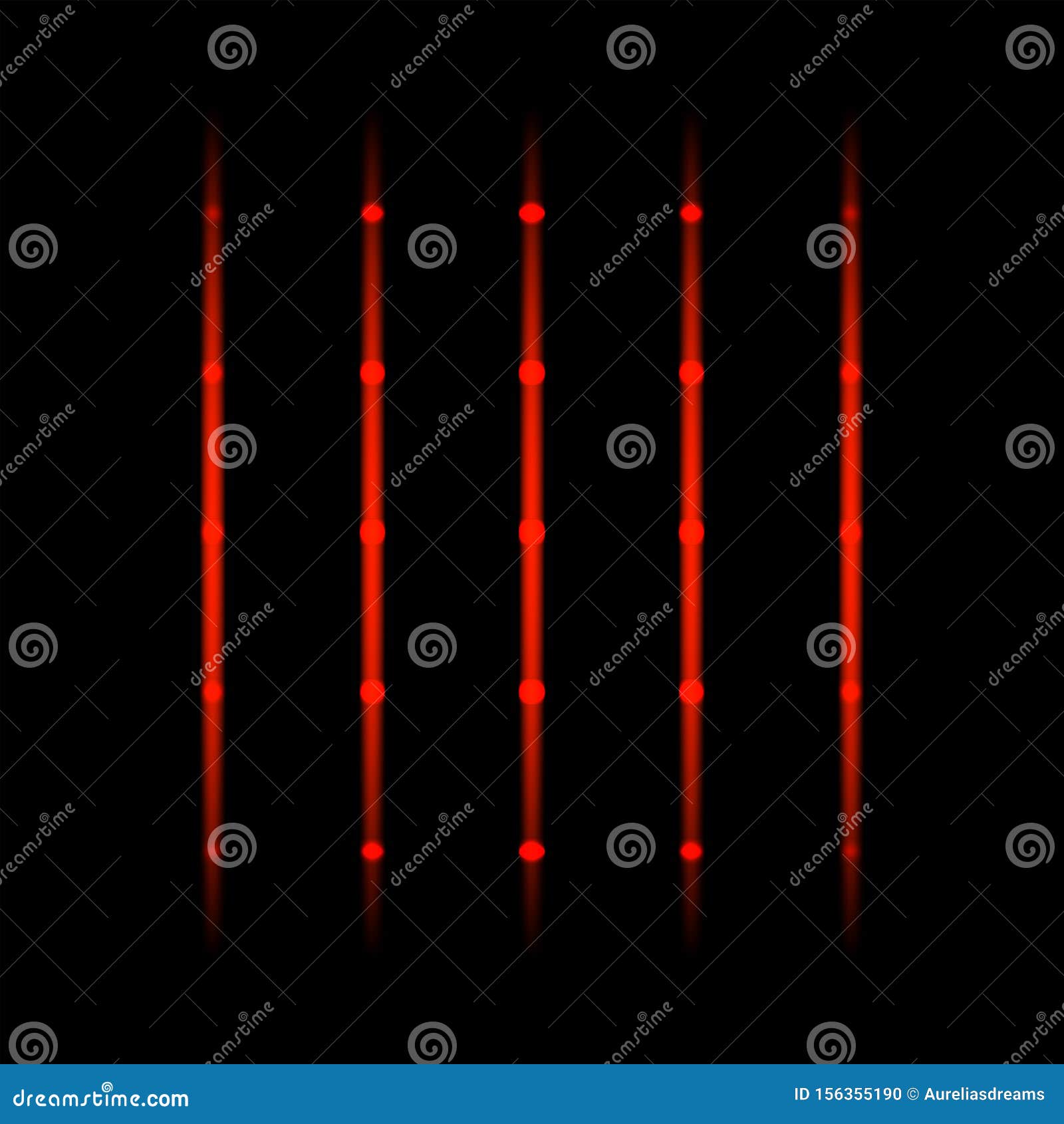 3d Red Fading Neon Light Elements, Vertical Lines and Dots on Black ...