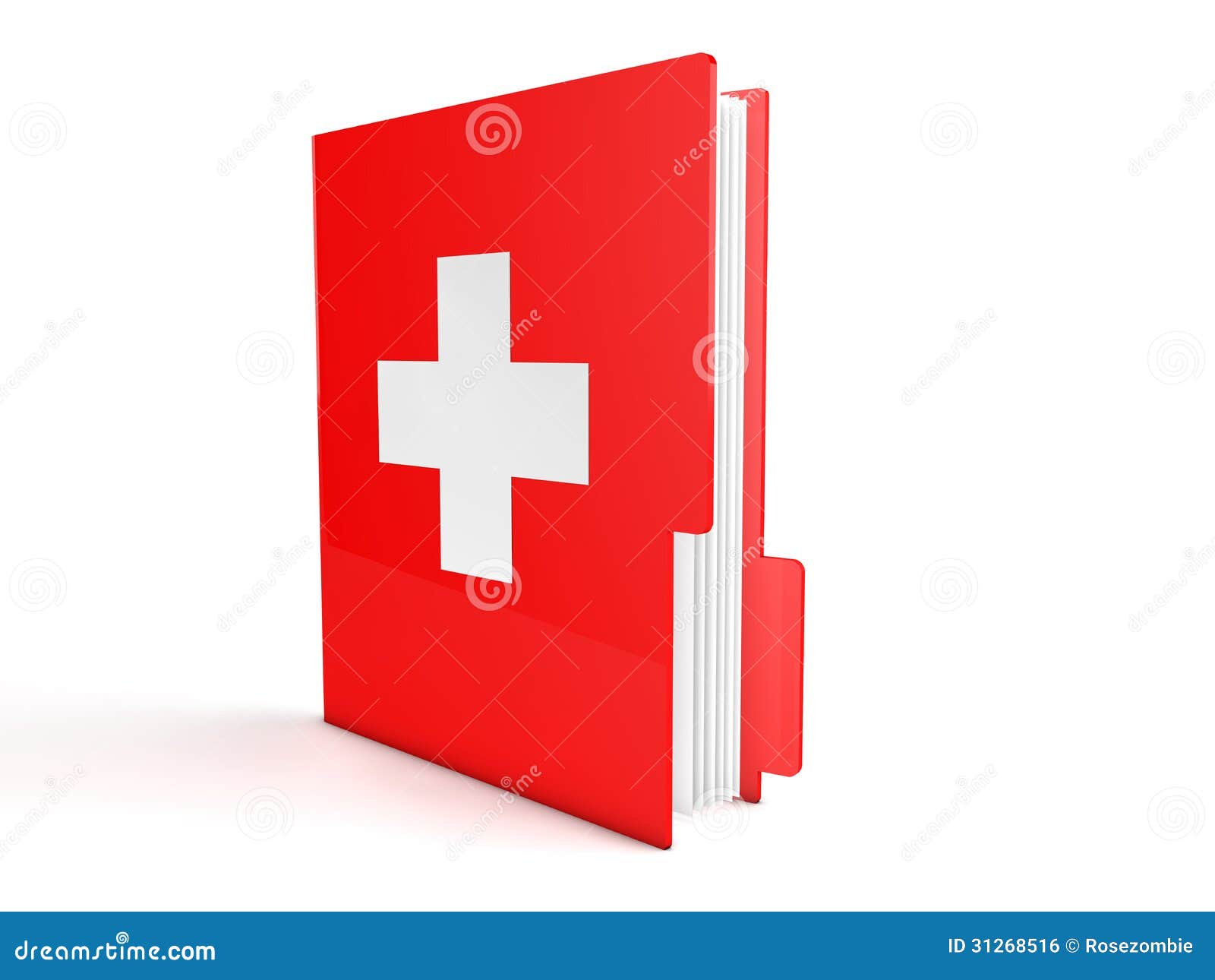 3d red first aid folder stock illustration. Illustration of display ...