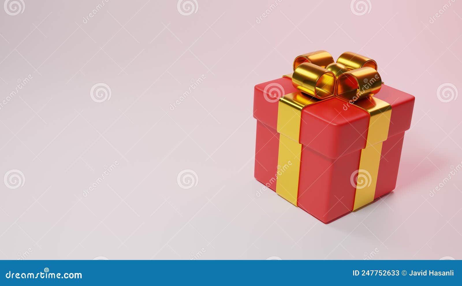 3d Red T Box With Gold Ribbon Bow 3d Render Holiday Surprise Box