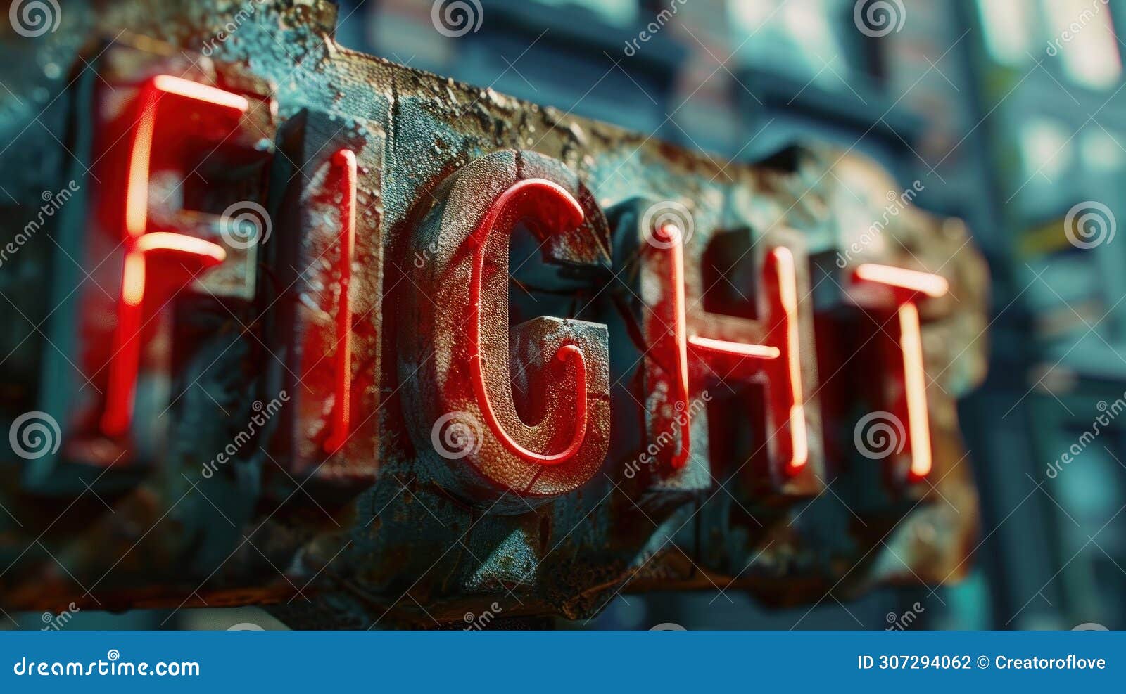 3d Red Glowing Written FIGHT Stock Illustration - Illustration of ...