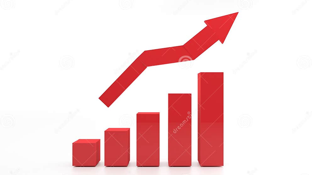 3d RED Graph Showing Rise in Profits or Earnings Stock Illustration ...