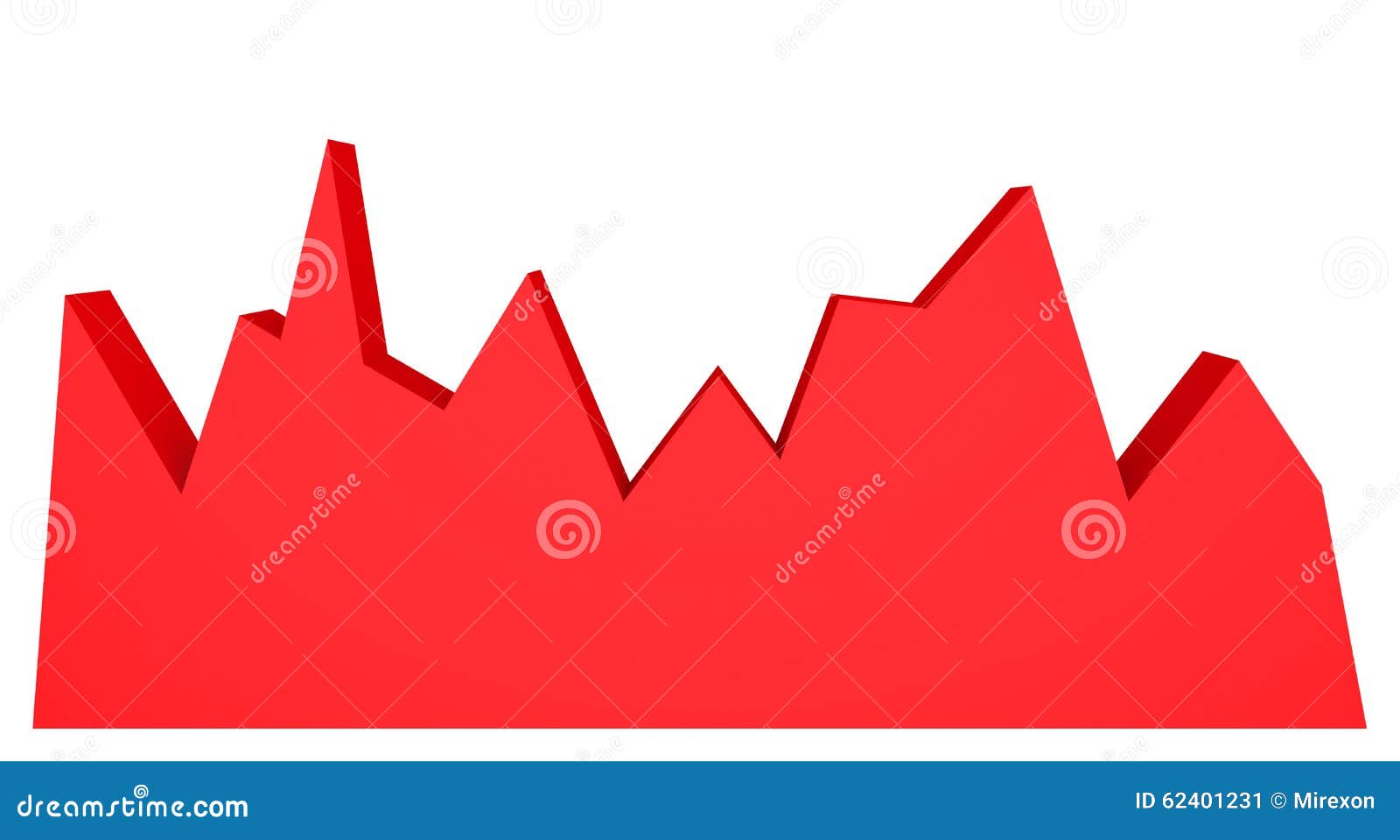 3d Red Graph on White Background. Abstract Chart Stock Illustration ...