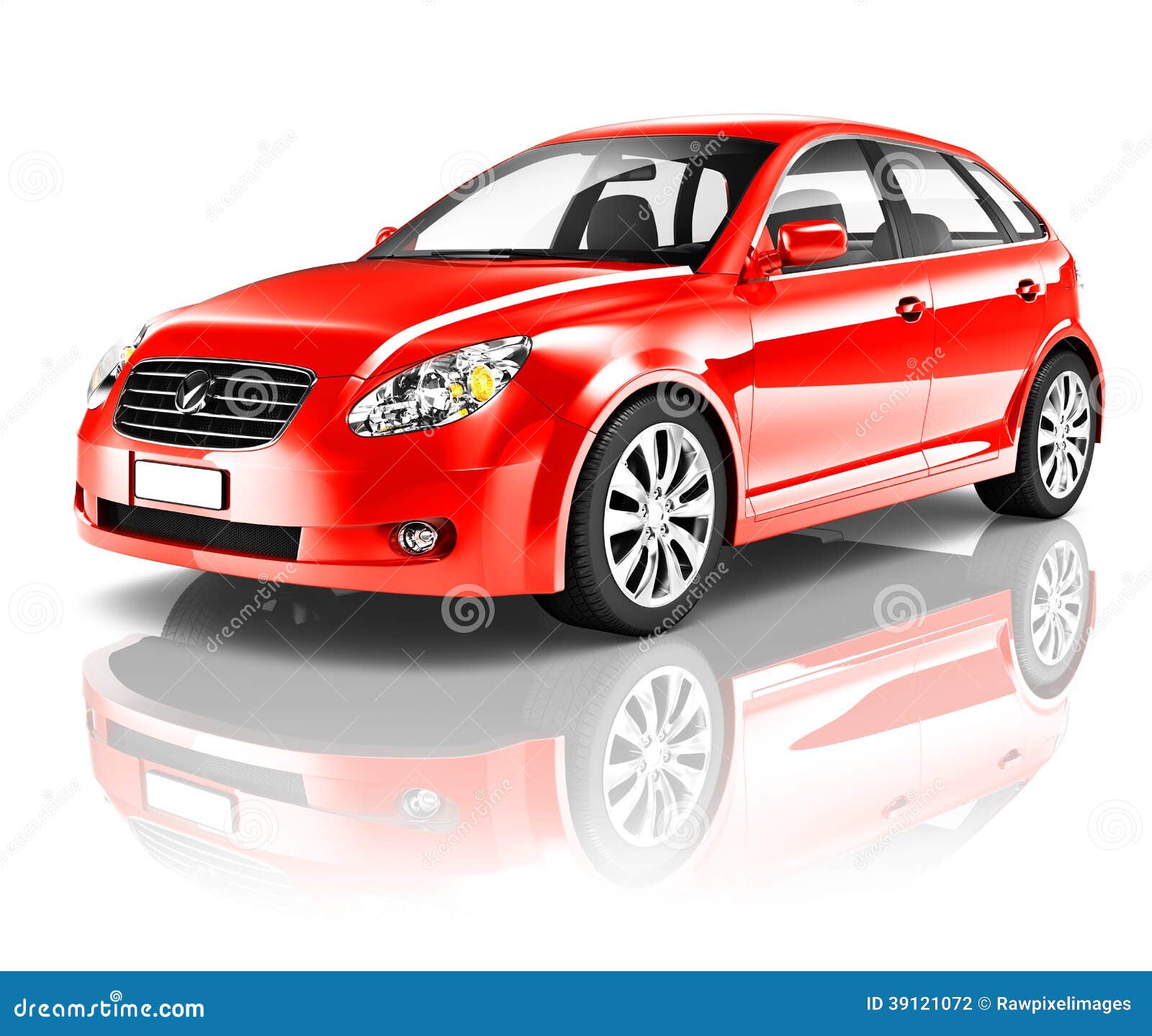 3D Red Hatch Back Car stock illustration. Illustration of shape - 39121072