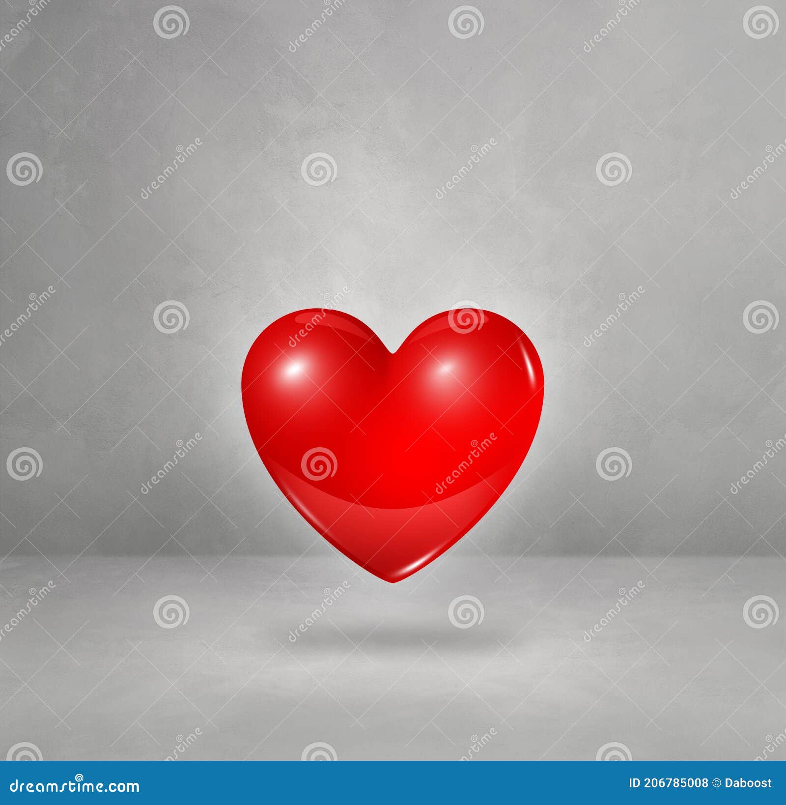 3D Red Heart on a Concrete Studio Background Stock Illustration ...