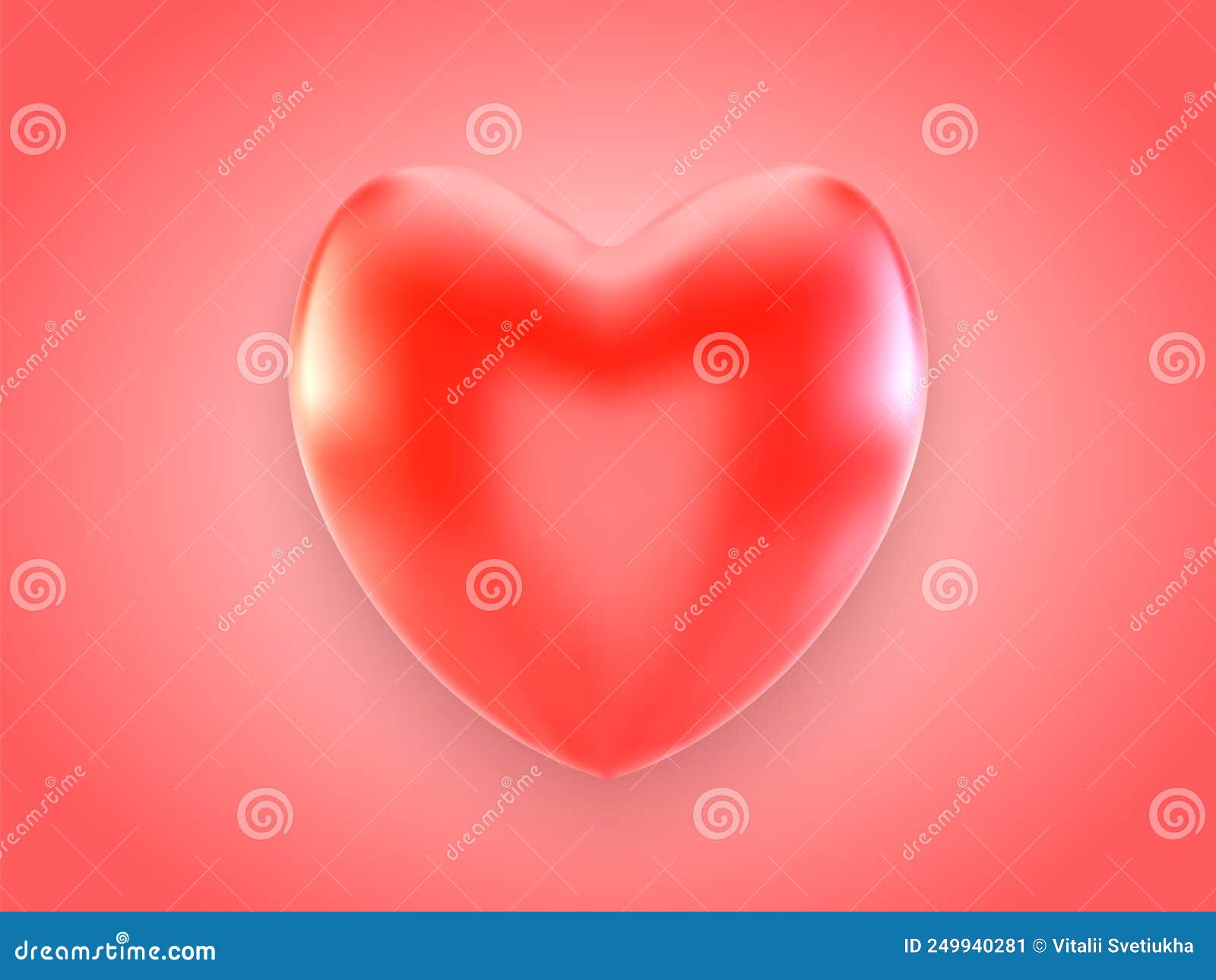 3d Red Heart with Shadow Isolated on Red Background. Vector ...