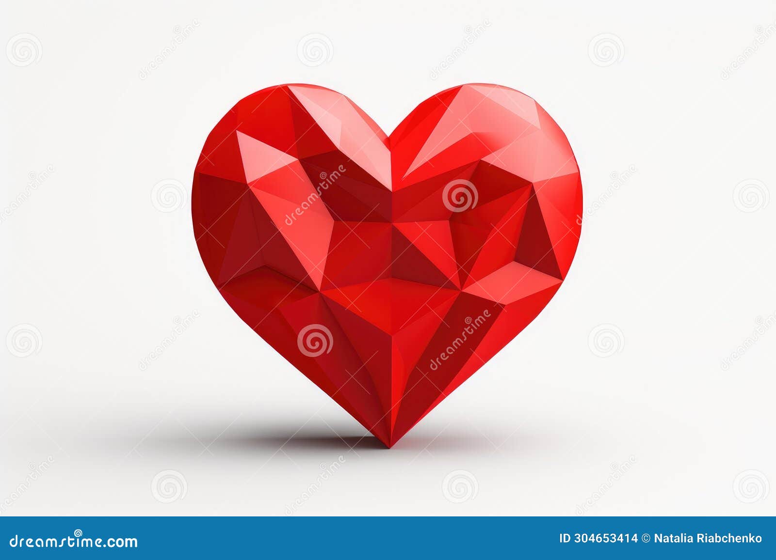3D Red Heart on a White Background in Cubist Style. Art Art Stock ...