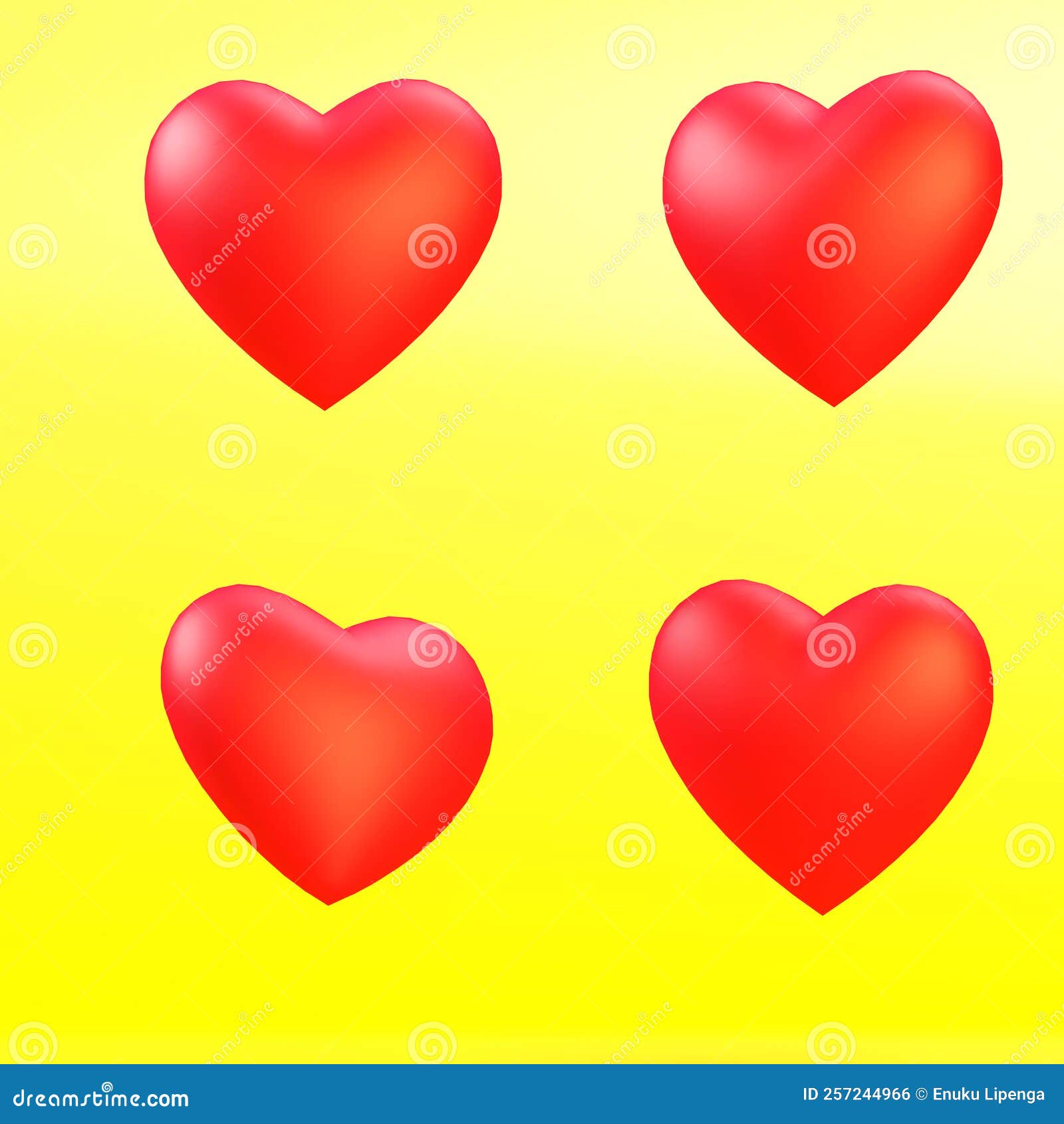 4 3D Red Hearts Different Angled Floating Stock Illustration ...