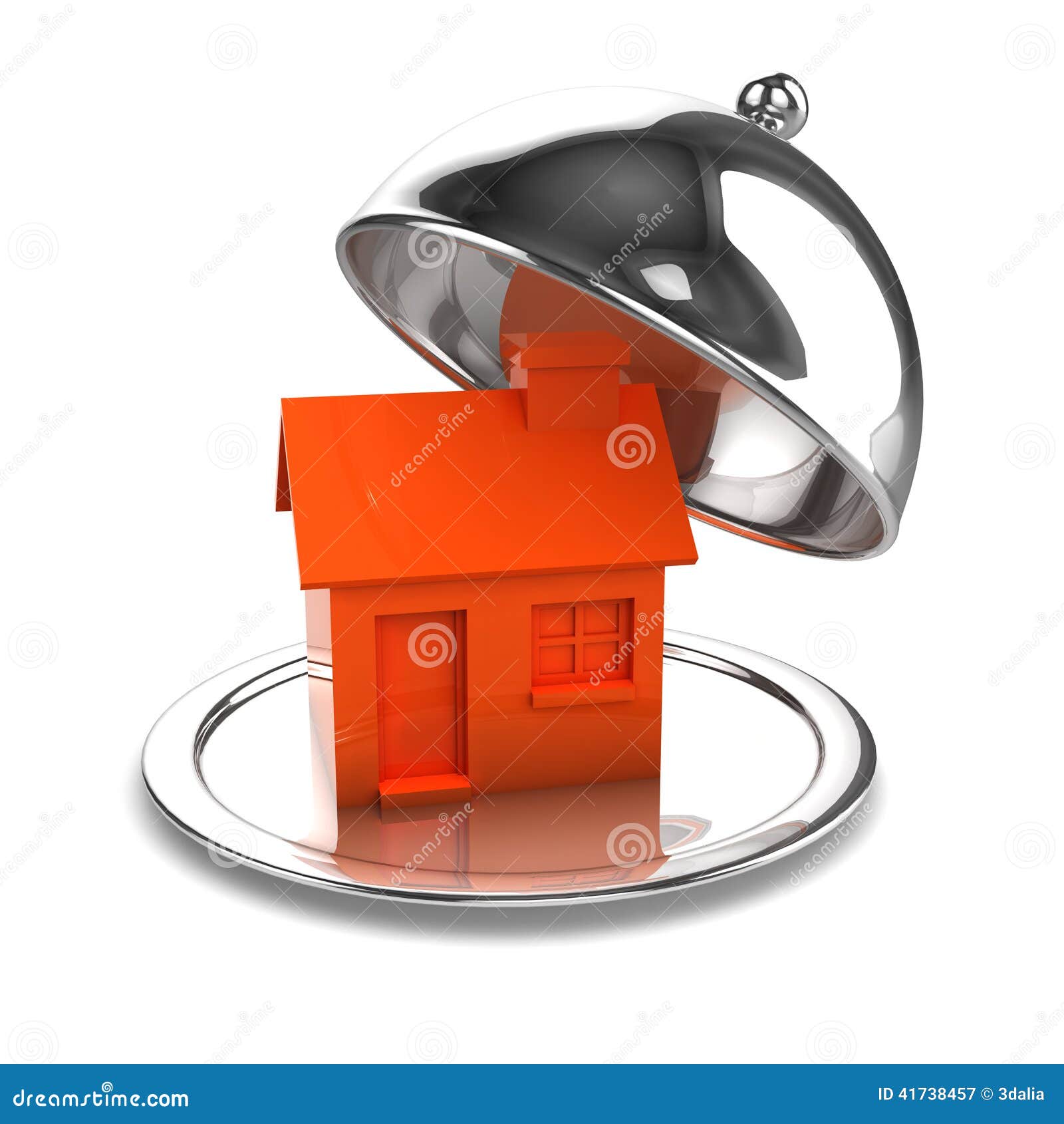 3d Red House Silver Service Stock Illustration - Illustration of ...